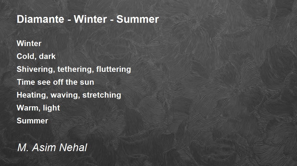 Winter Diamante Poem Template