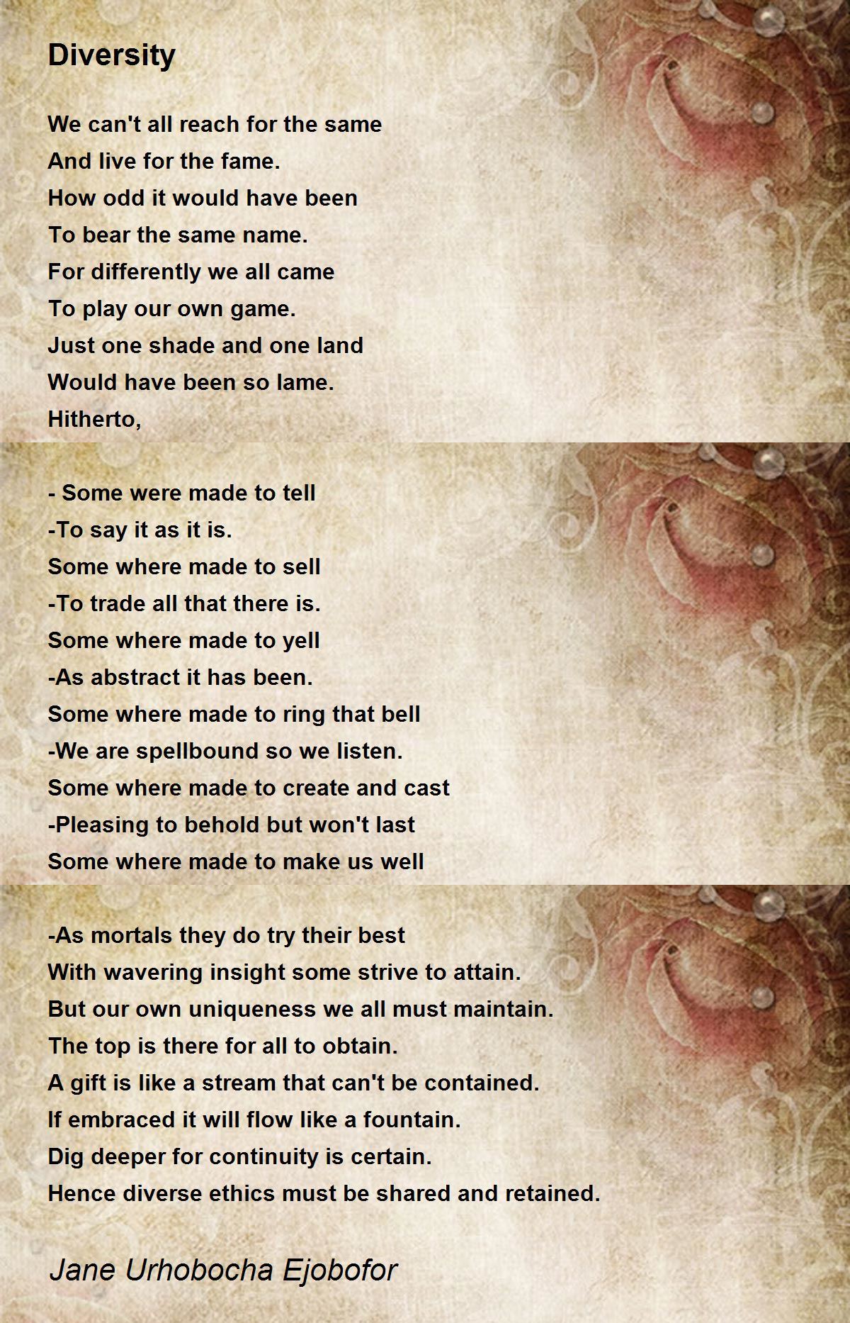 Diversity - Diversity Poem by Be Jane