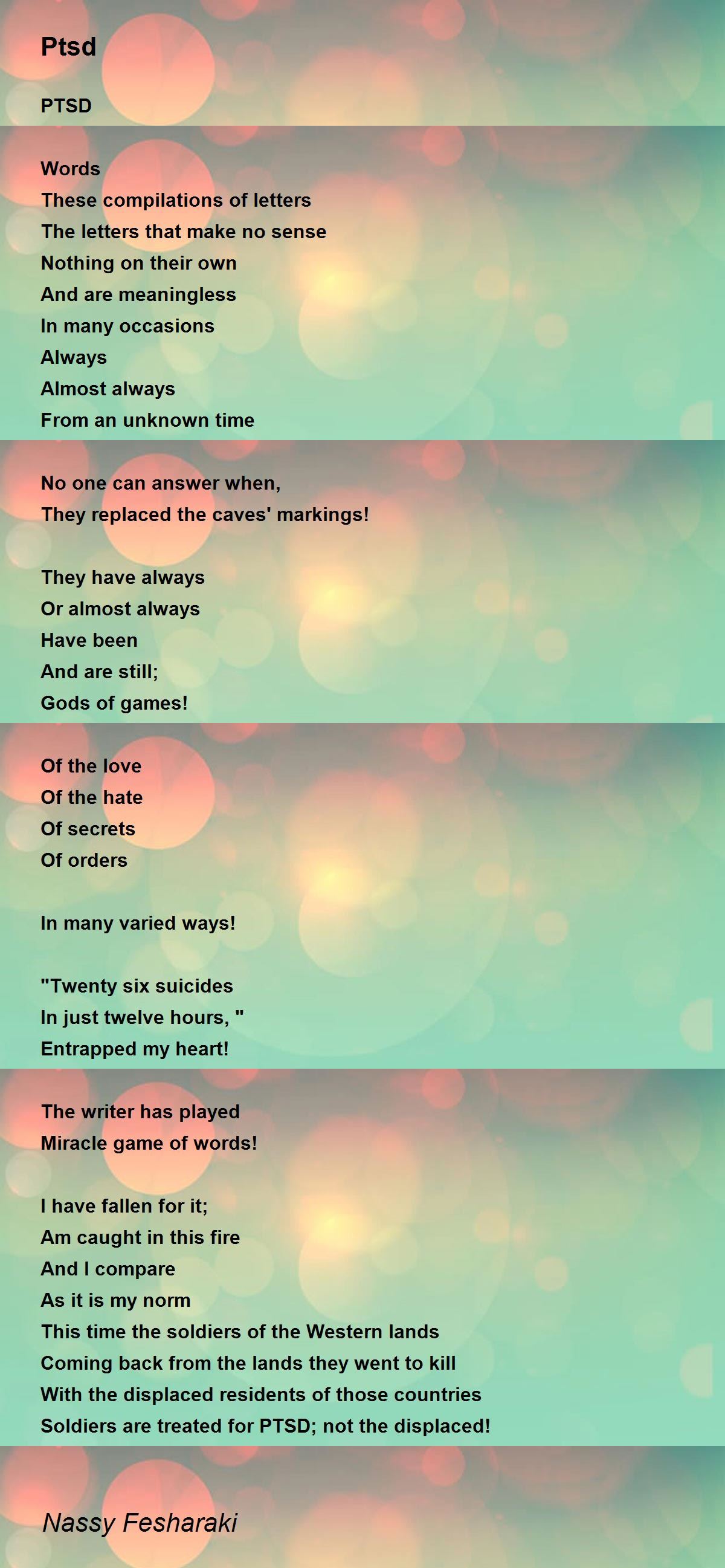 Ptsd - Ptsd Poem by Nassy Fesharaki