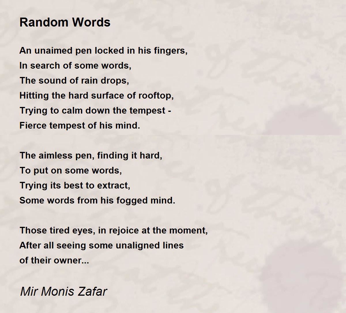 Random Words - Random Words Poem by Mir Monis Zafar