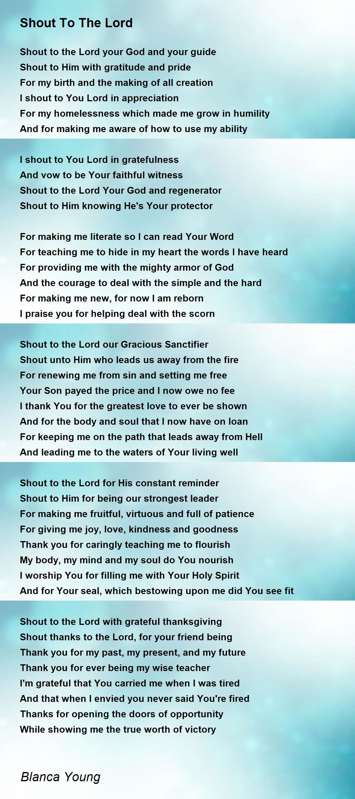 Shout To The Lord - Shout To The Lord Poem by Blanca Young