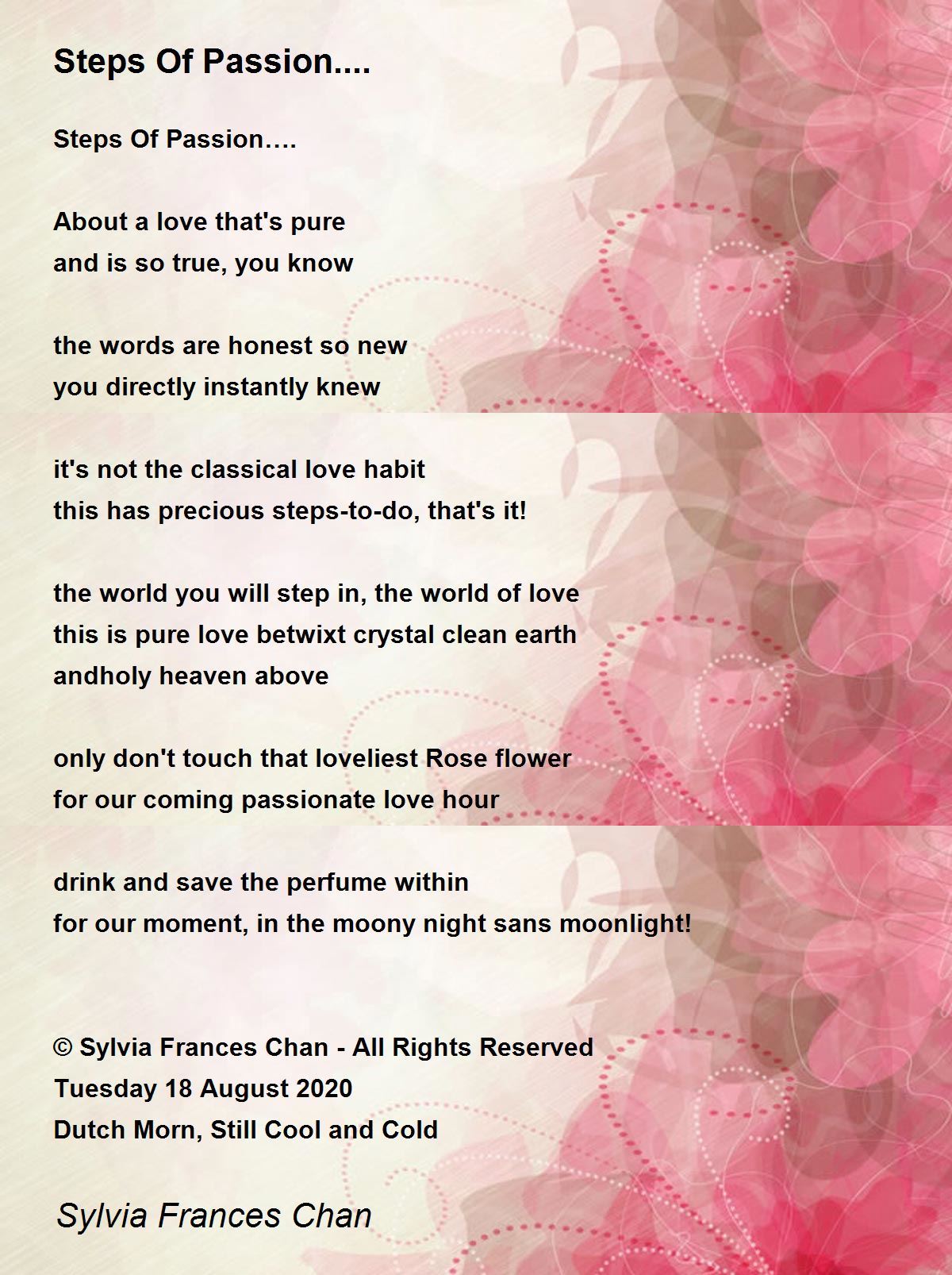 Steps Of Passion.... - Steps Of Passion.... Poem by Sylvia Frances Chan