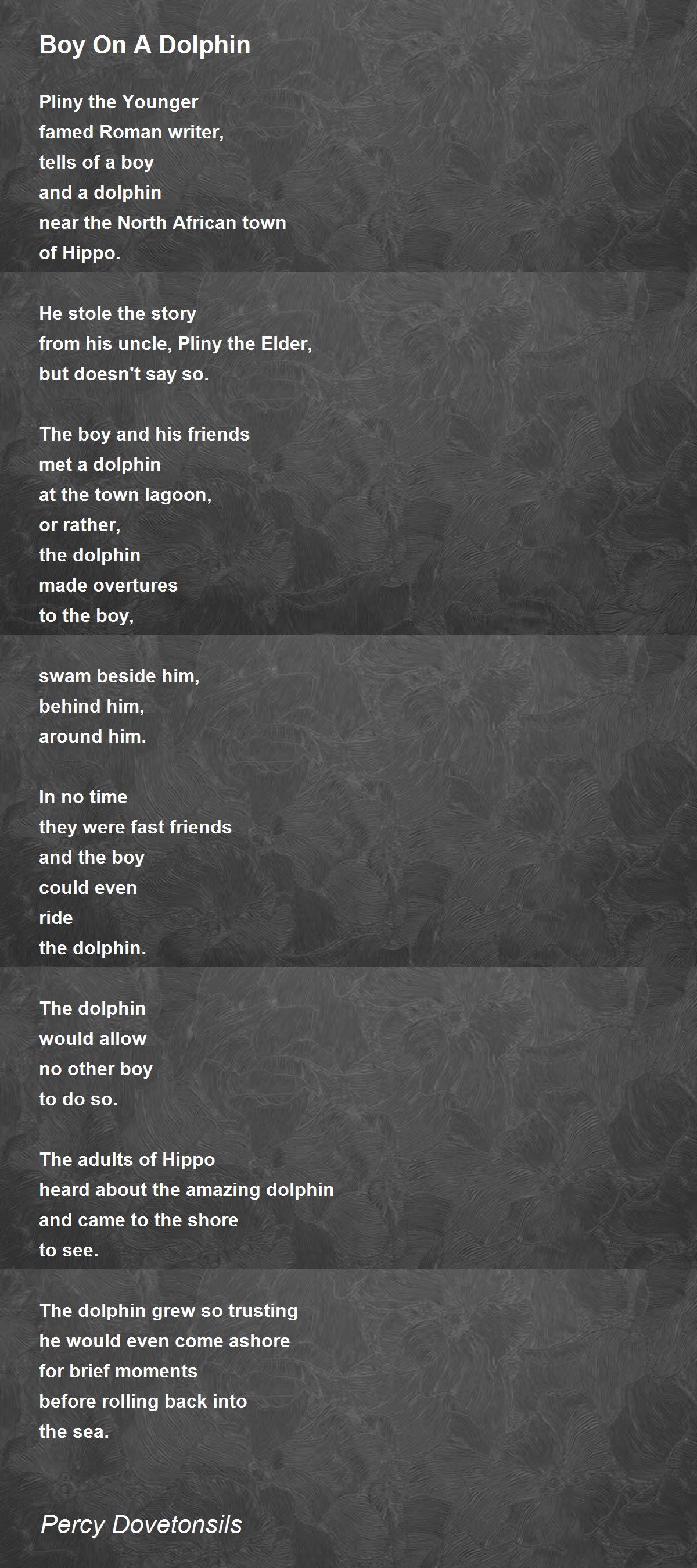 Boy On A Dolphin - Boy On A Dolphin Poem by Percy Dovetonsils