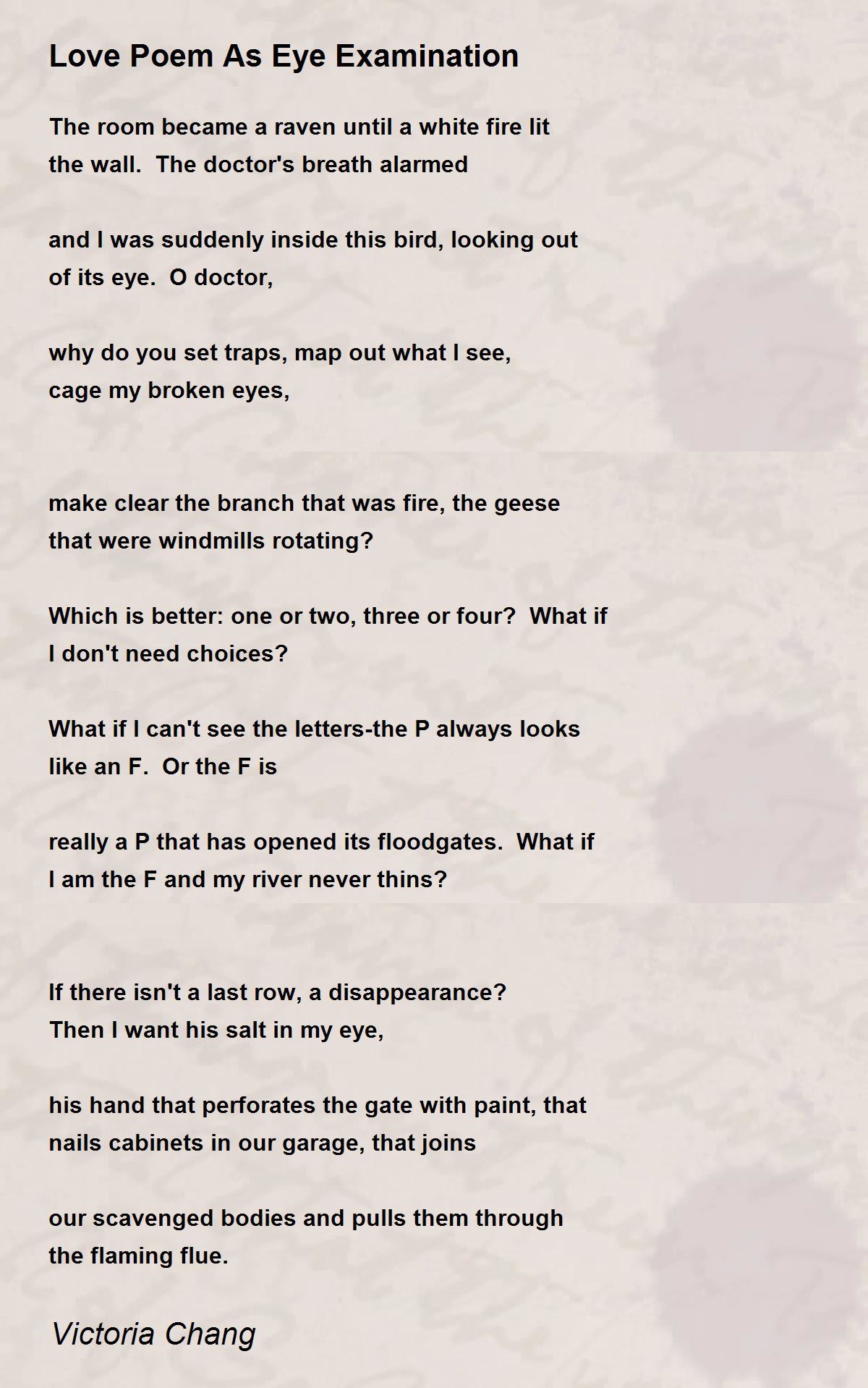 Love Poem As Eye Examination - Love Poem As Eye Examination Poem by ...