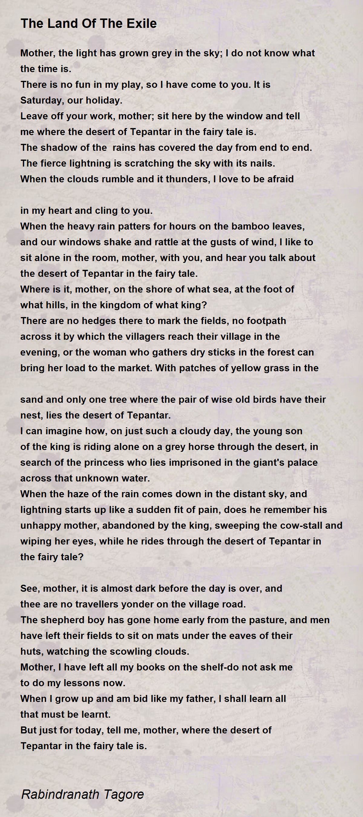 The Land of the Exile by Rabindranath Tagore – The Poetry Monster