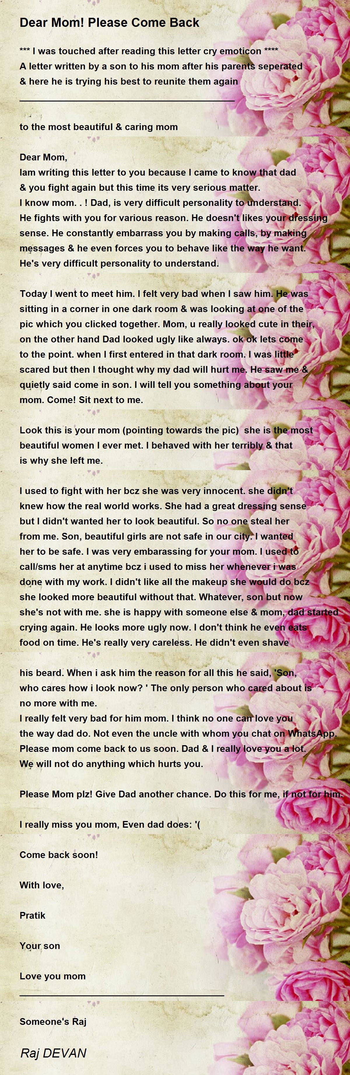 Mom Please Come Back Quotes