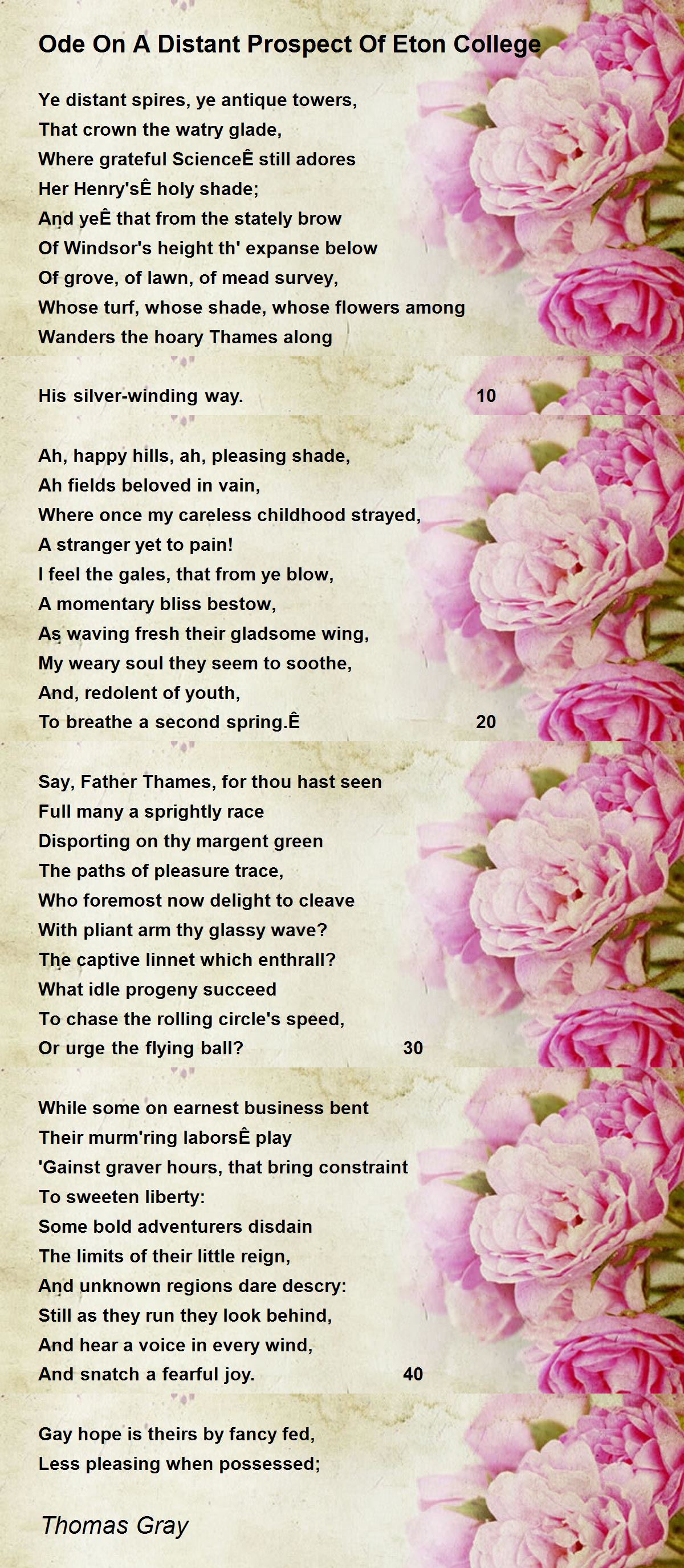 Ode On A Distant Prospect Of Eton College Poem by Thomas Gray - Poem Hunter