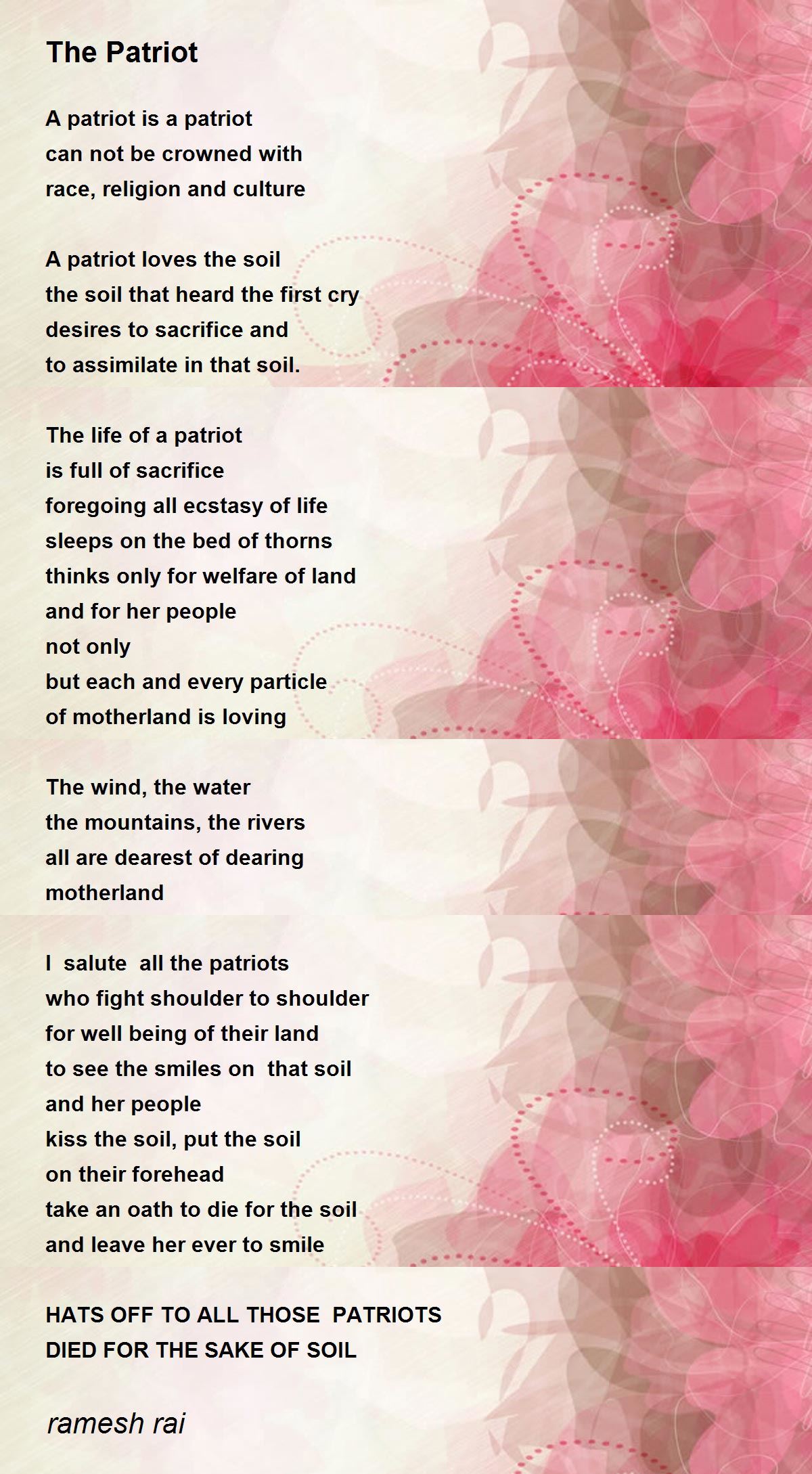The Patriot - The Patriot Poem by ramesh rai