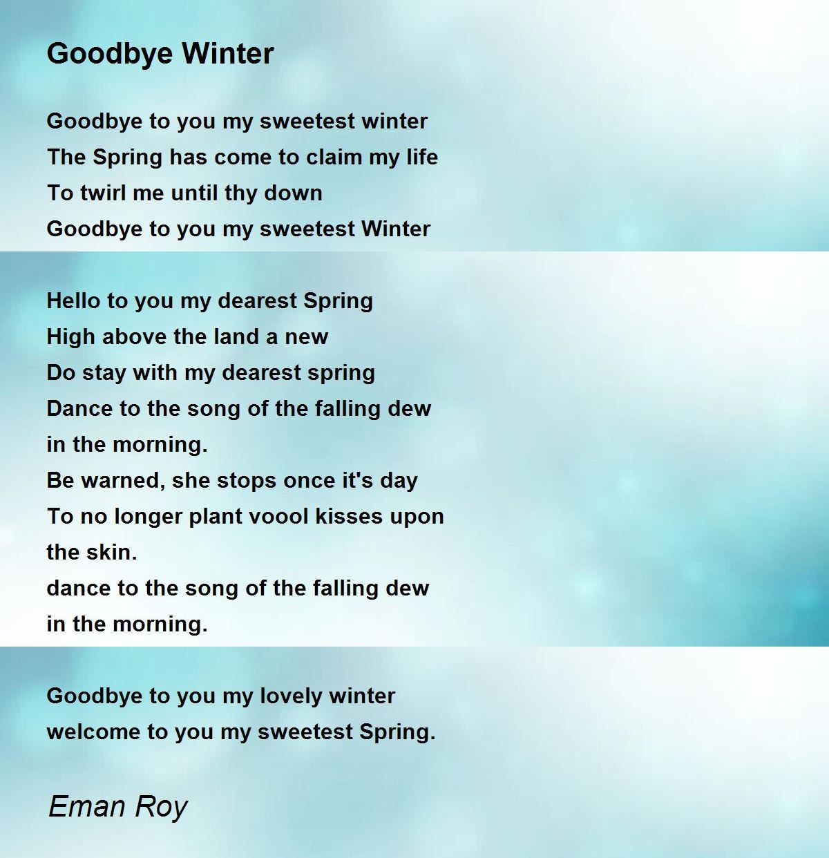 Goodbye Winter