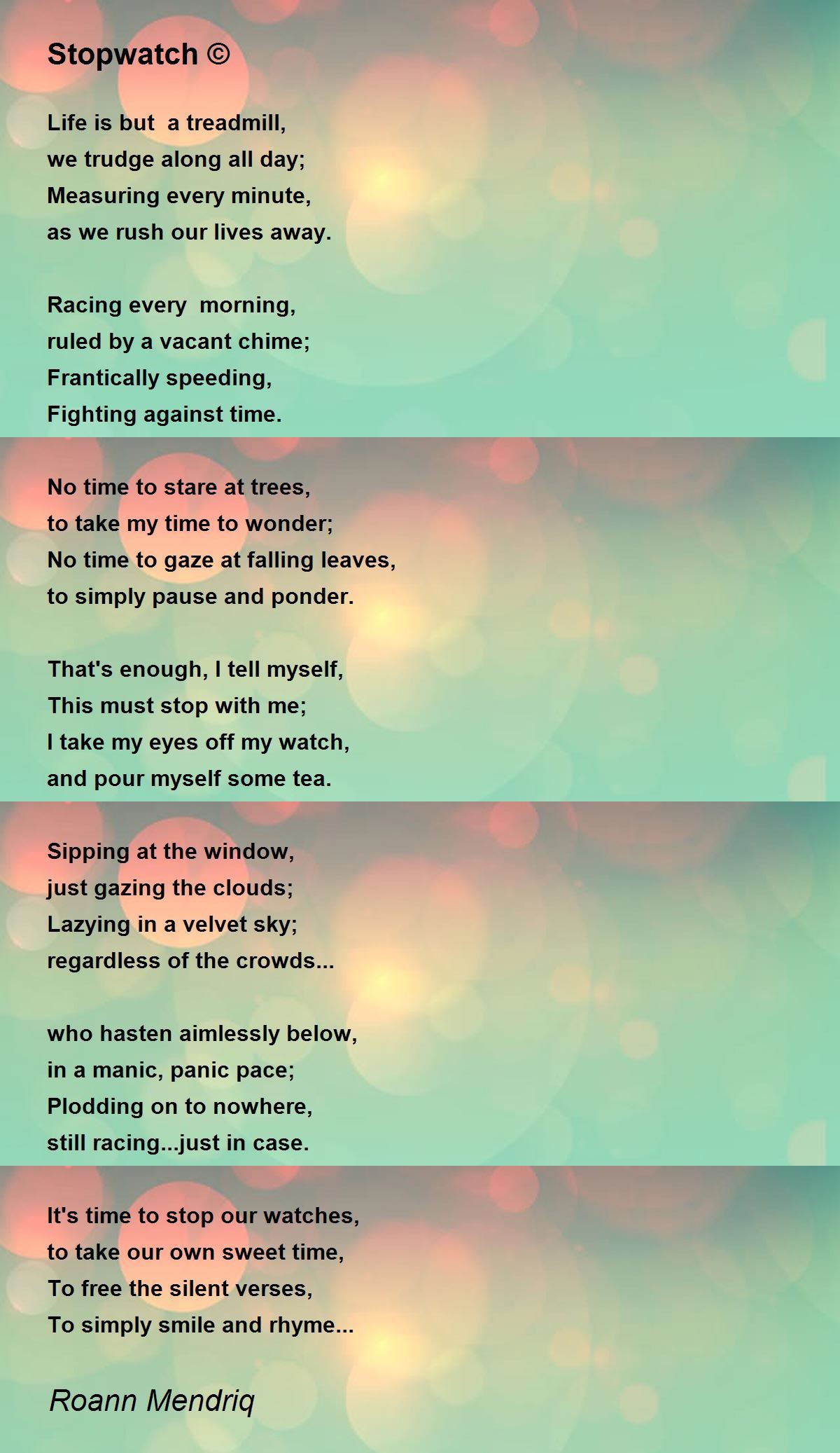Stopwatch © - Stopwatch © Poem by Roann Mendriq