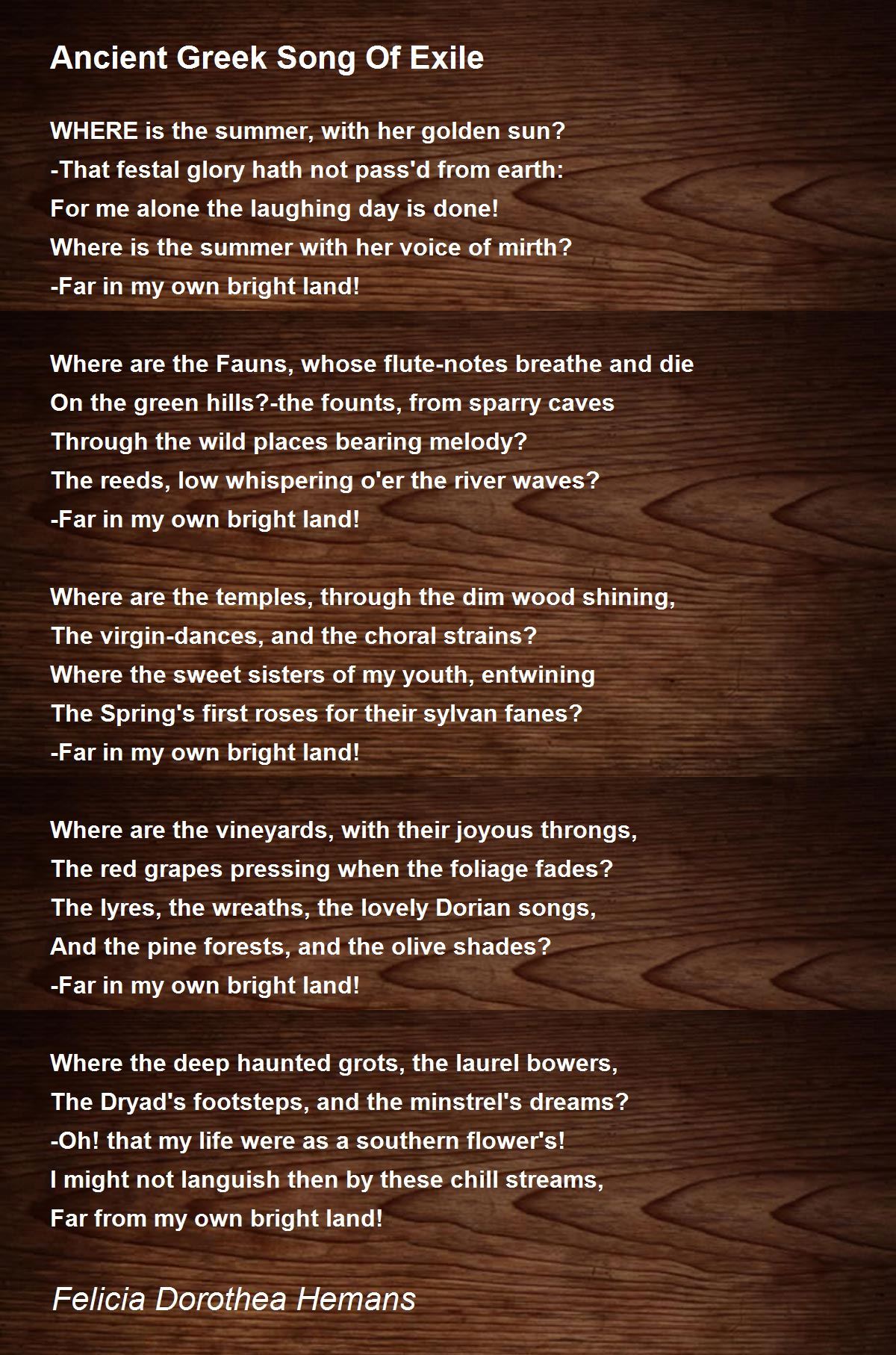 Ancient Greek Song Of Exile - Ancient Greek Song Of Exile Poem by ...