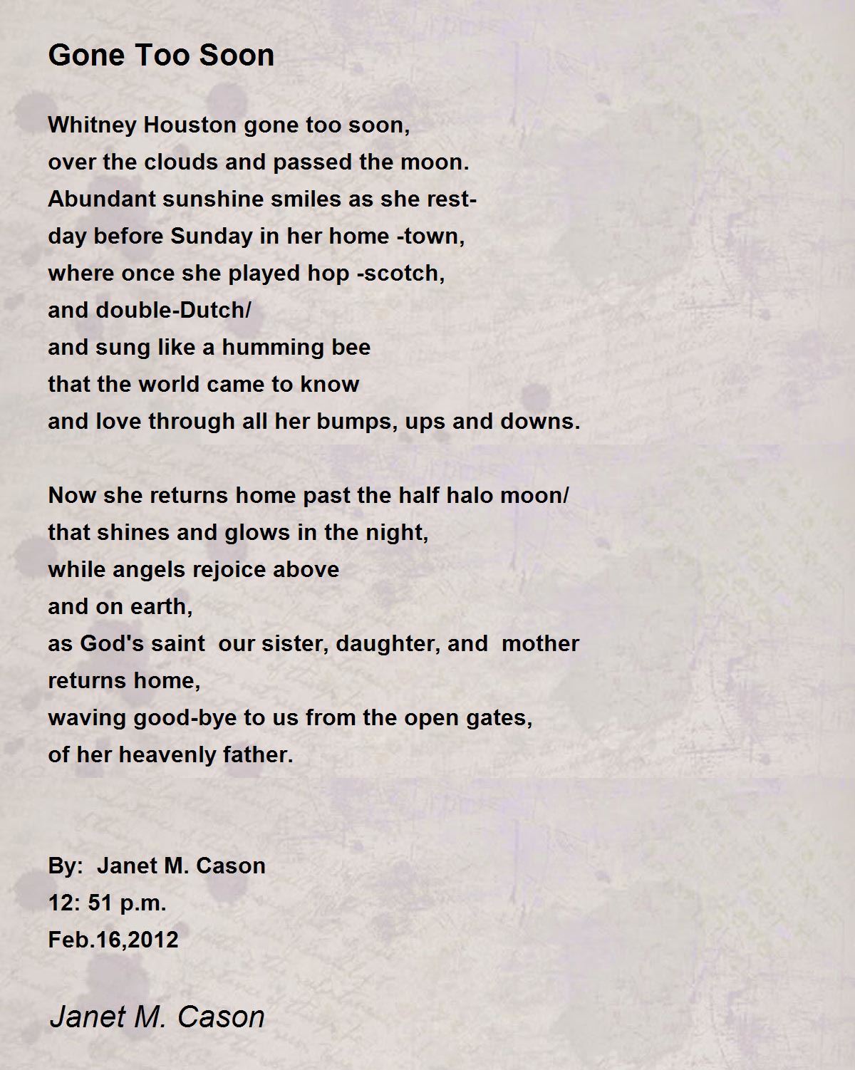 Gone Too Soon Poems