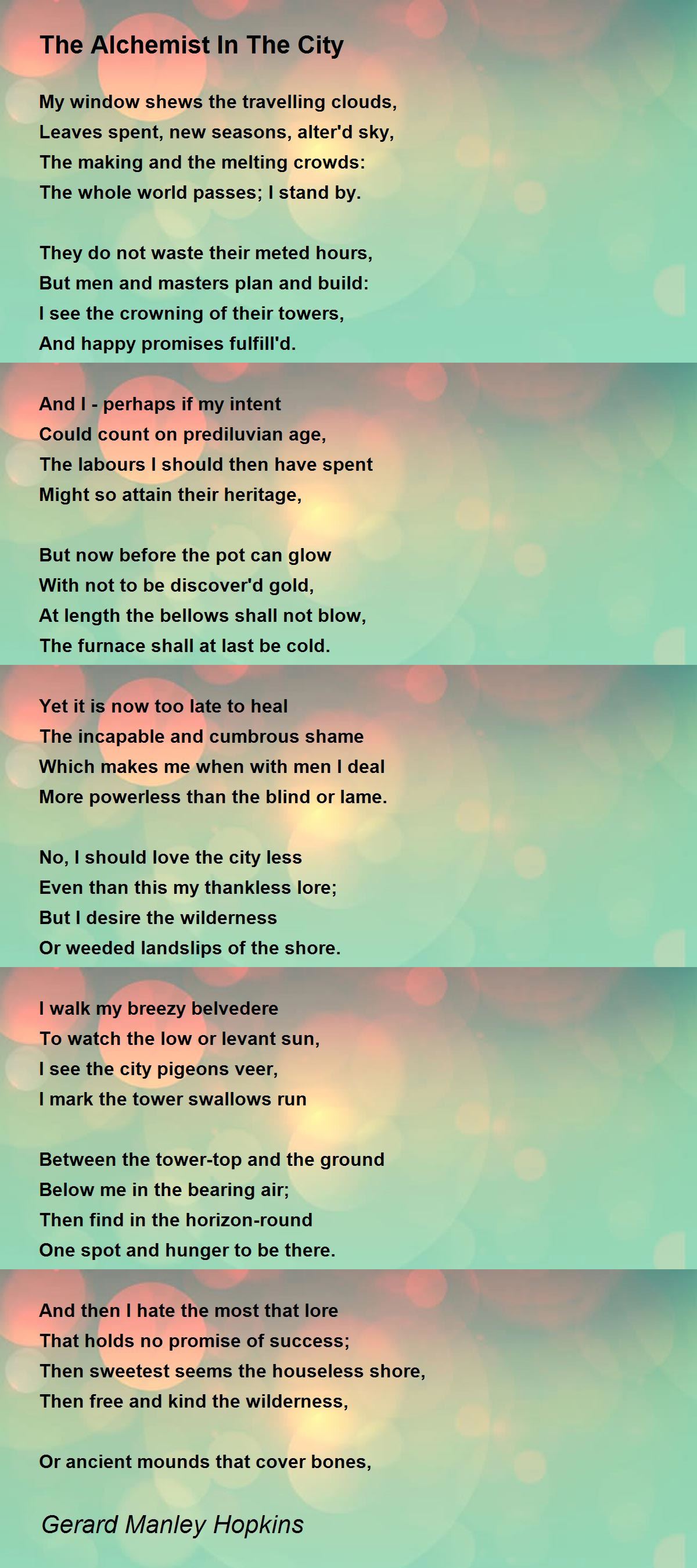 The Alchemist In The City Poem by Gerard Manley Hopkins - Poem Hunter
