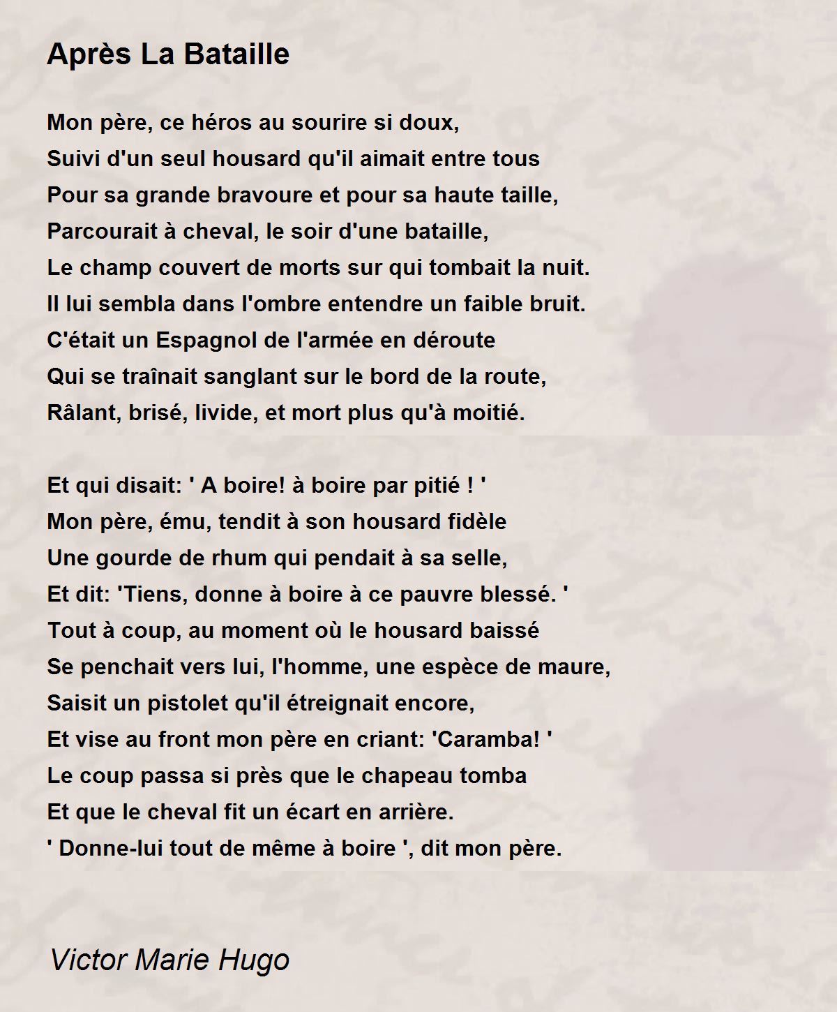Après La Bataille Poem by Victor Marie Hugo - Poem Hunter
