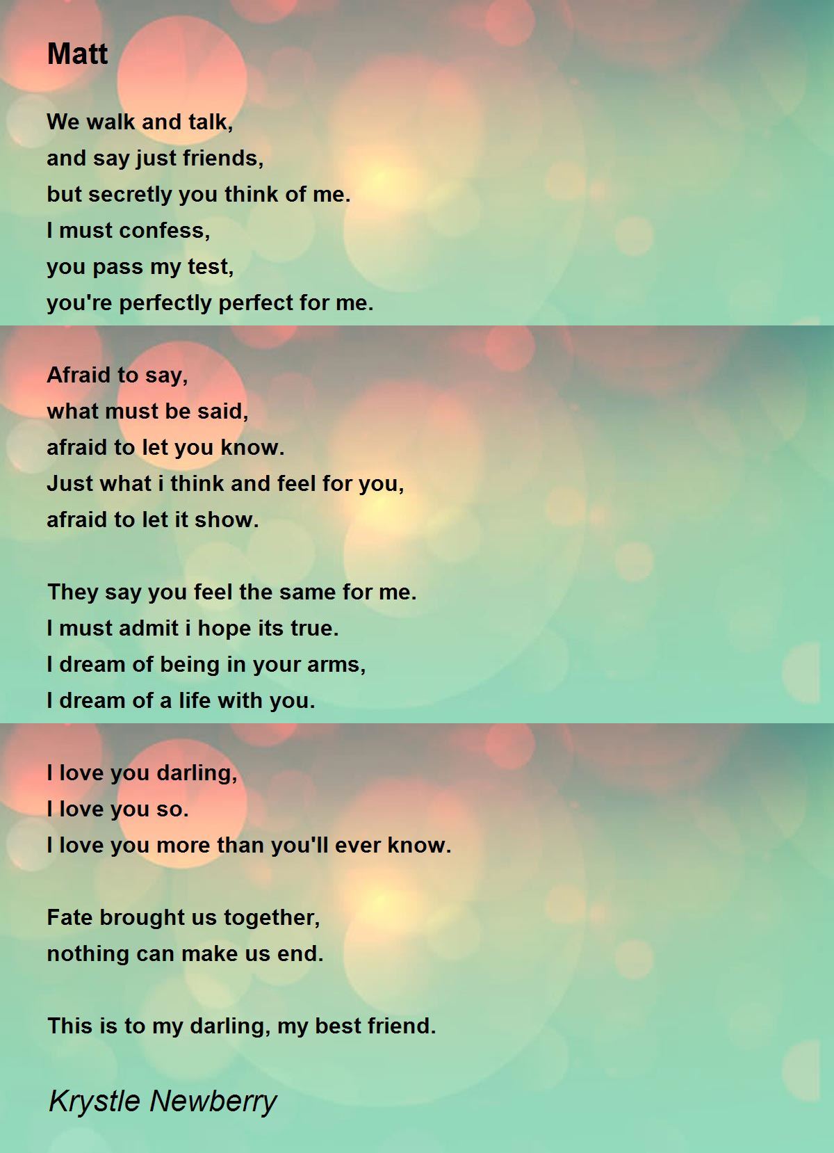 Matt Poem by Krystle Newberry - Poem Hunter