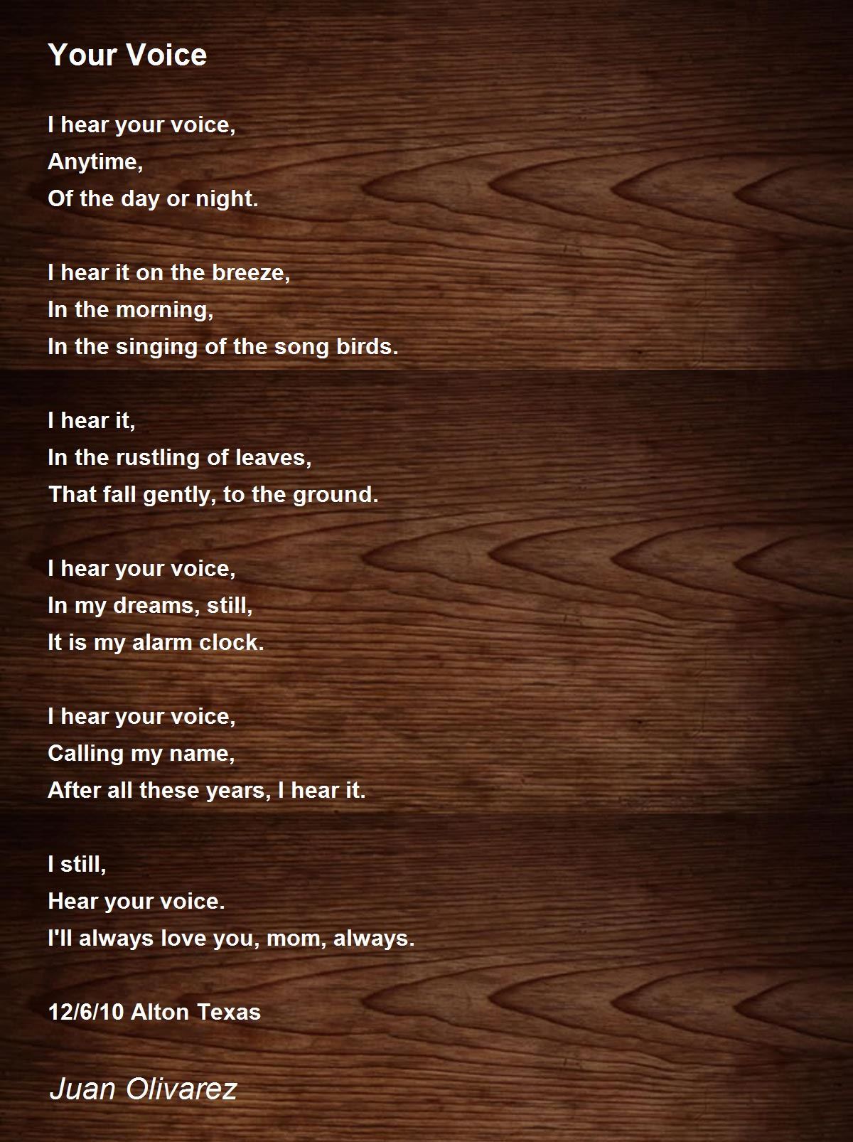 Your Voice Poem by Juan Olivarez - Poem Hunter