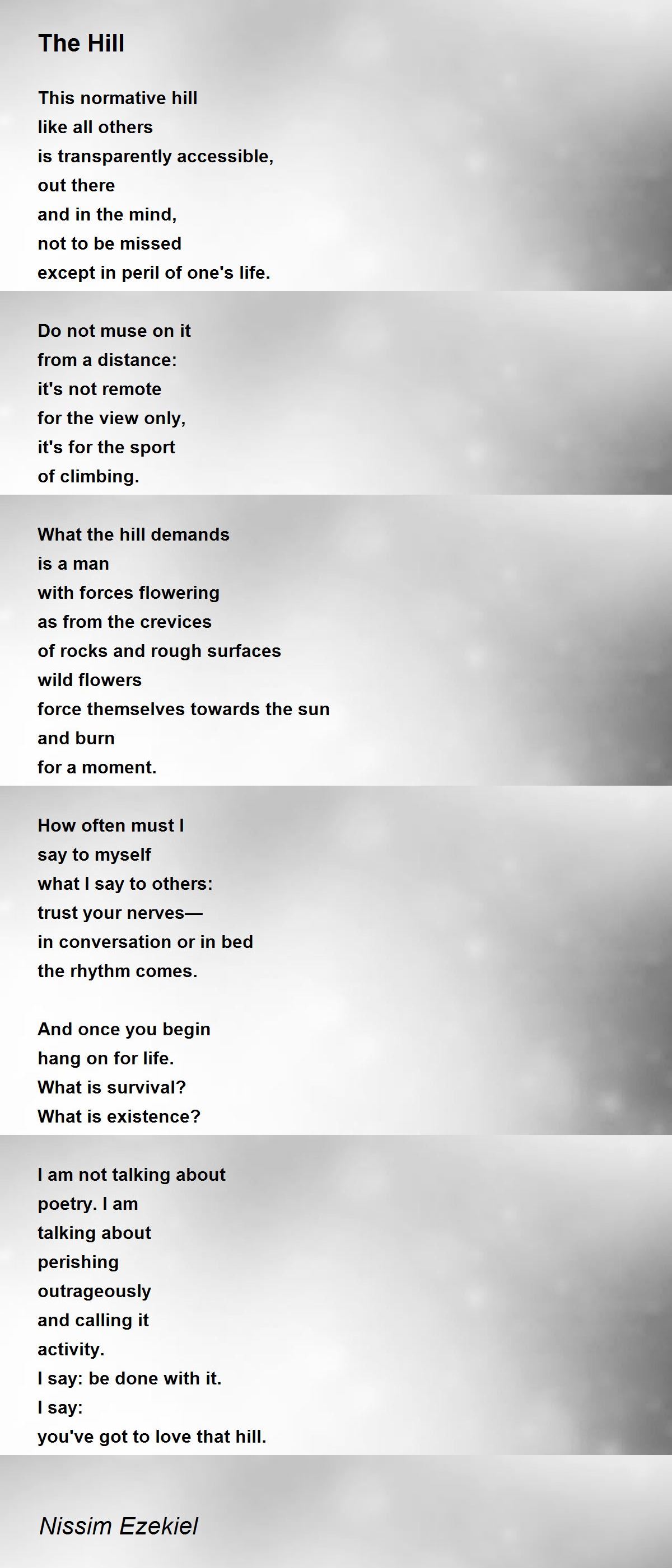 The Hill Poem by Nissim Ezekiel - Poem Hunter