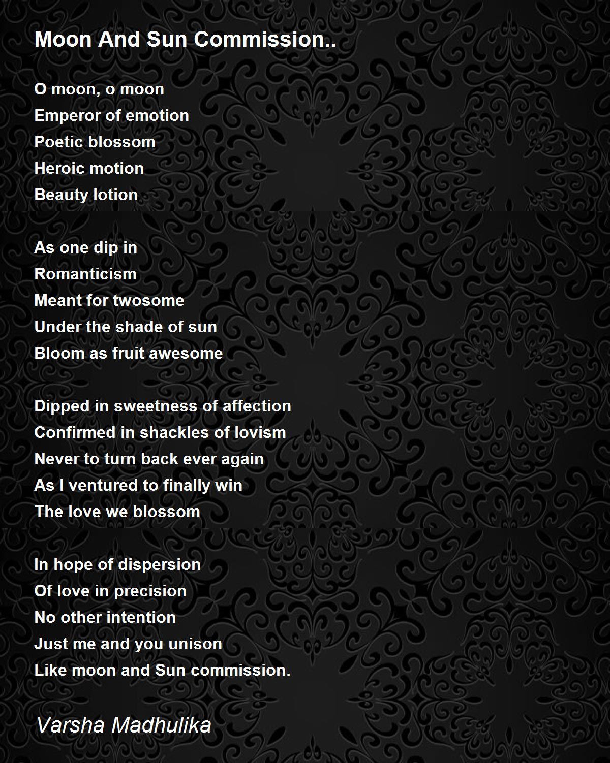 Moon And Sun Commission.. - Moon And Sun Commission.. Poem by Varsha M