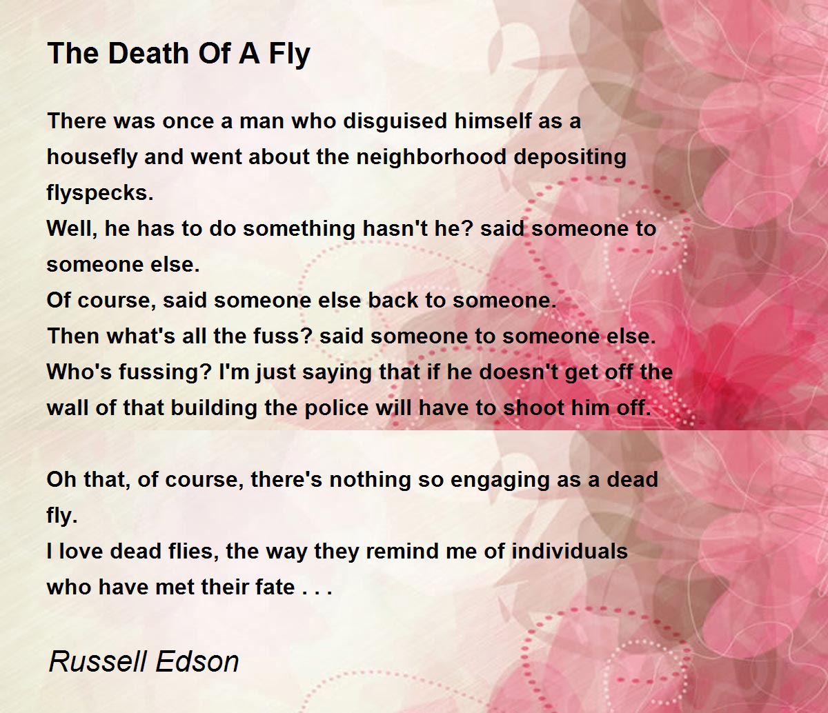 The Death Of A Fly Poem by Russell Edson - Poem Hunter