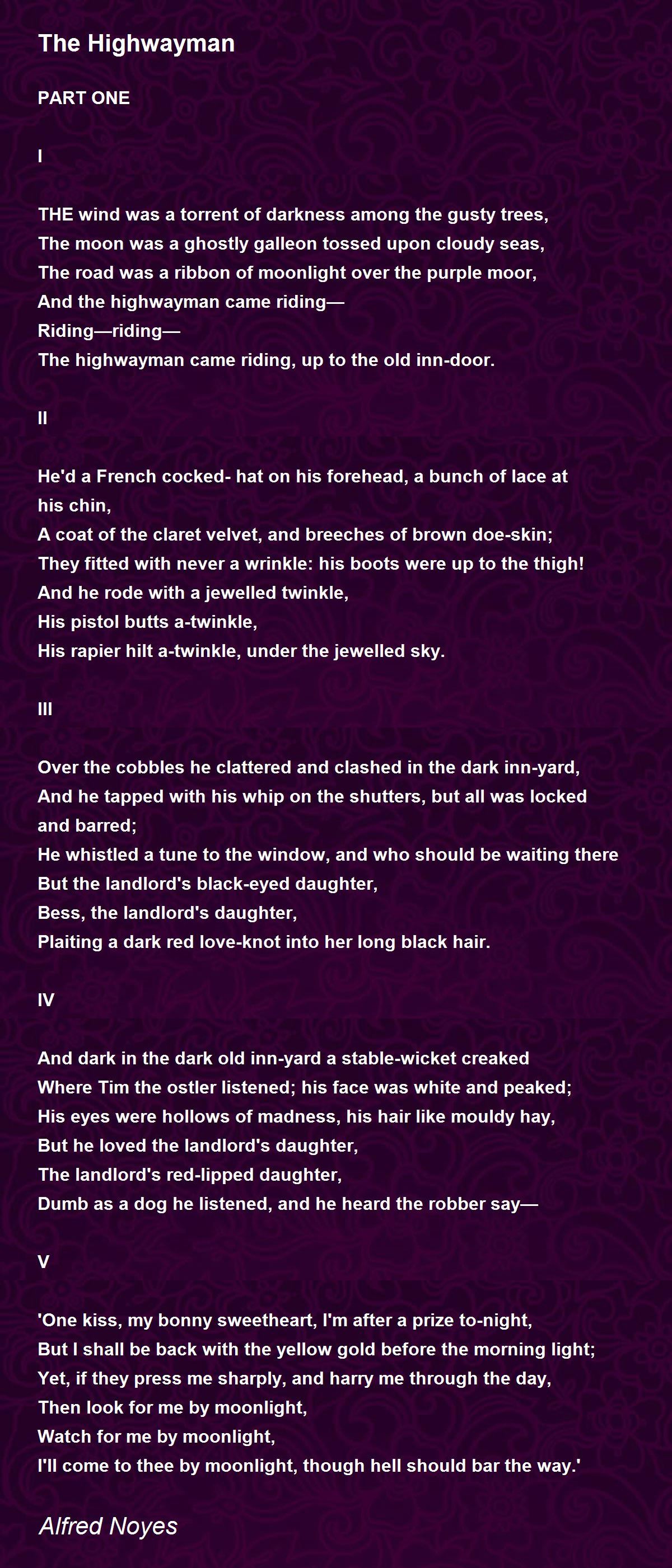 The Highwayman Poem By Alfred Noyes Poem Hunter The Highwayman Poem By Alfred Noyes Poem Hunter