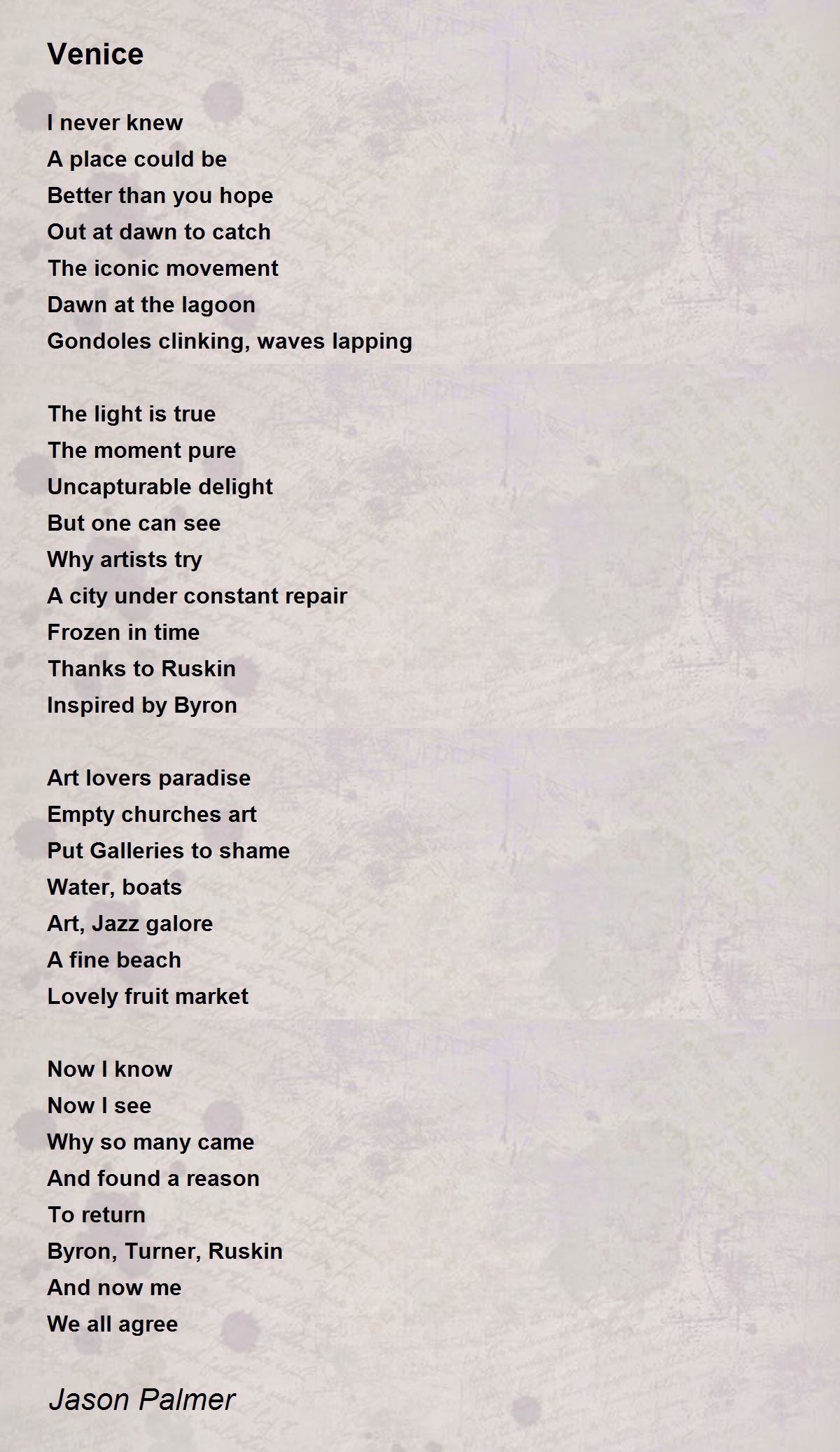 Venice Twilight Analysis Of Poems