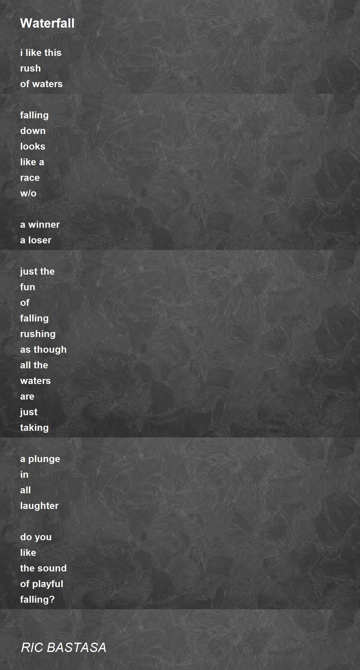 Waterfall - Waterfall Poem by RIC BASTASA