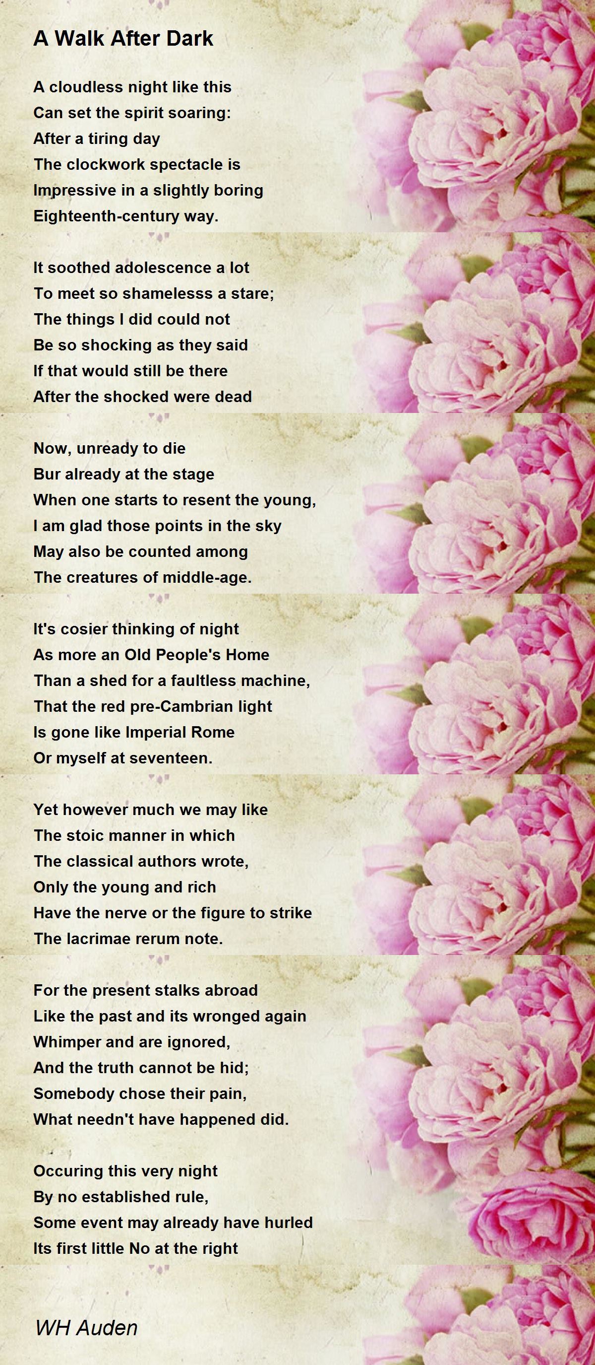 A Walk After Dark Poem by WH Auden - Poem Hunter