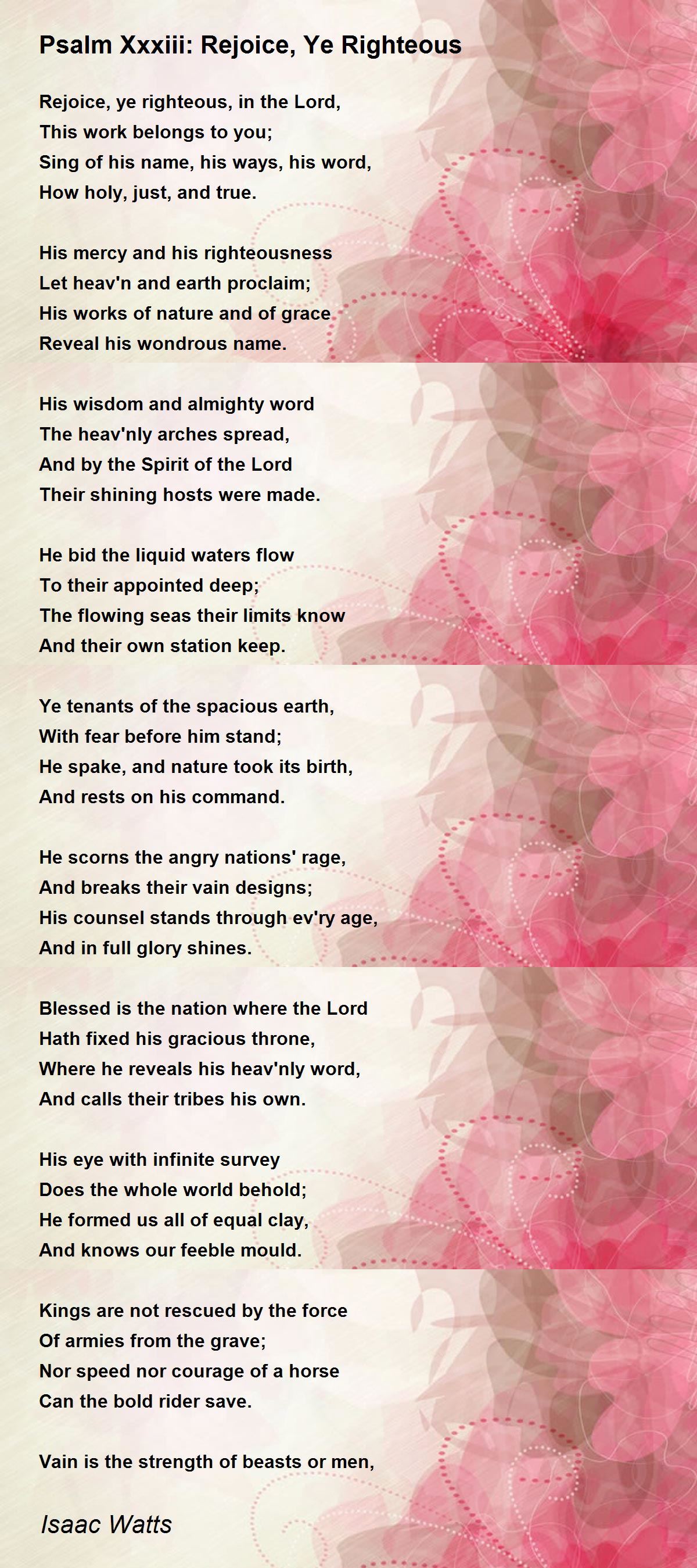 Psalm Xxxiii: Rejoice, Ye Righteous - Psalm Xxxiii: Rejoice, Ye ...