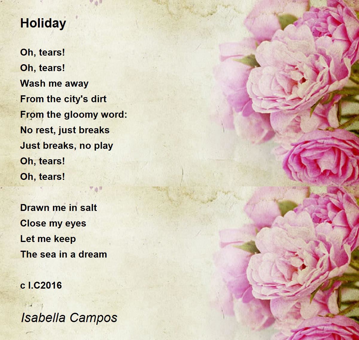 Holiday by Isabella Campos - Holiday Poem
