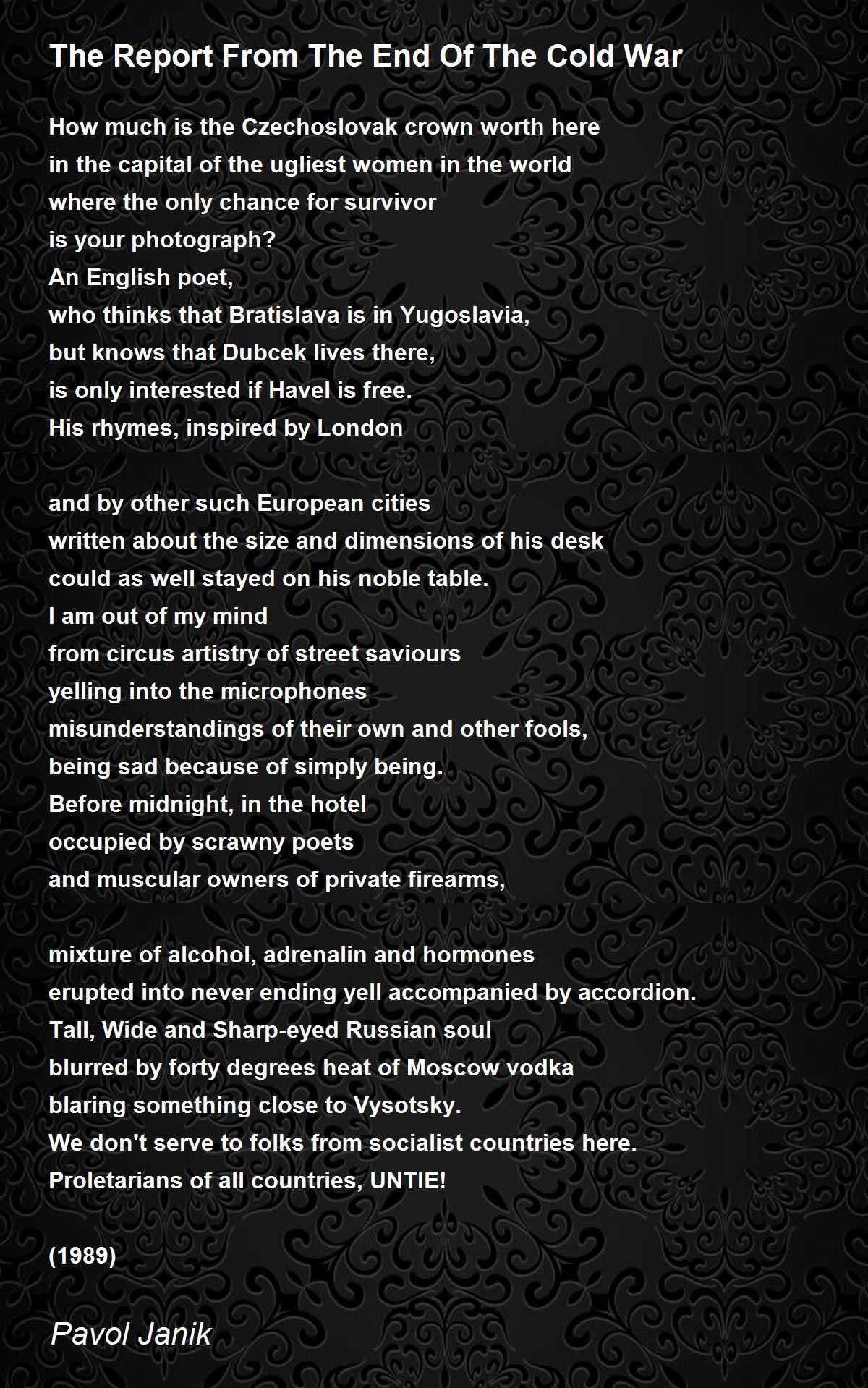 The Report From The End Of The Cold War - The Report From The End Of ...