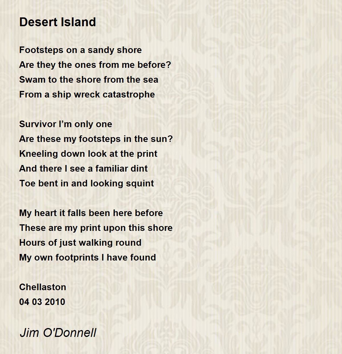 Desert Island Desert Island Poem By Jim O Donnell Desert Island Desert Island Poem By Jim O Donnell