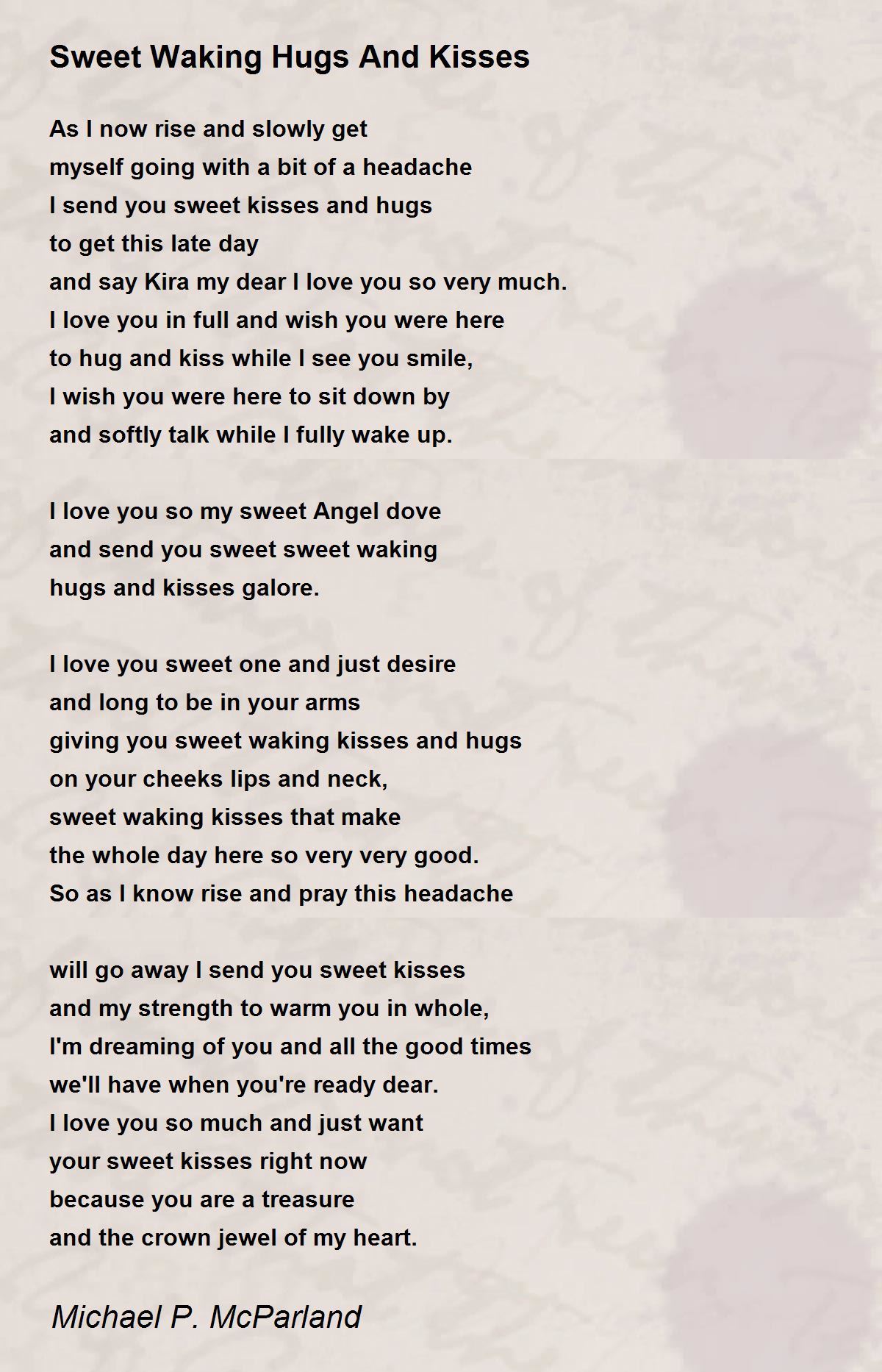 Sweet Waking Hugs And Kisses - Sweet Waking Hugs And Kisses Poem by ...