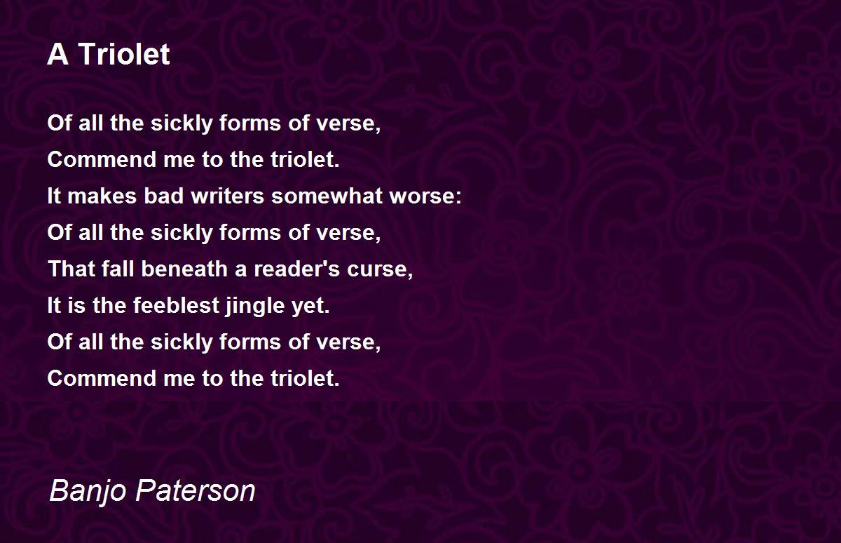 A Triolet Poem by Banjo Paterson - Poem Hunter