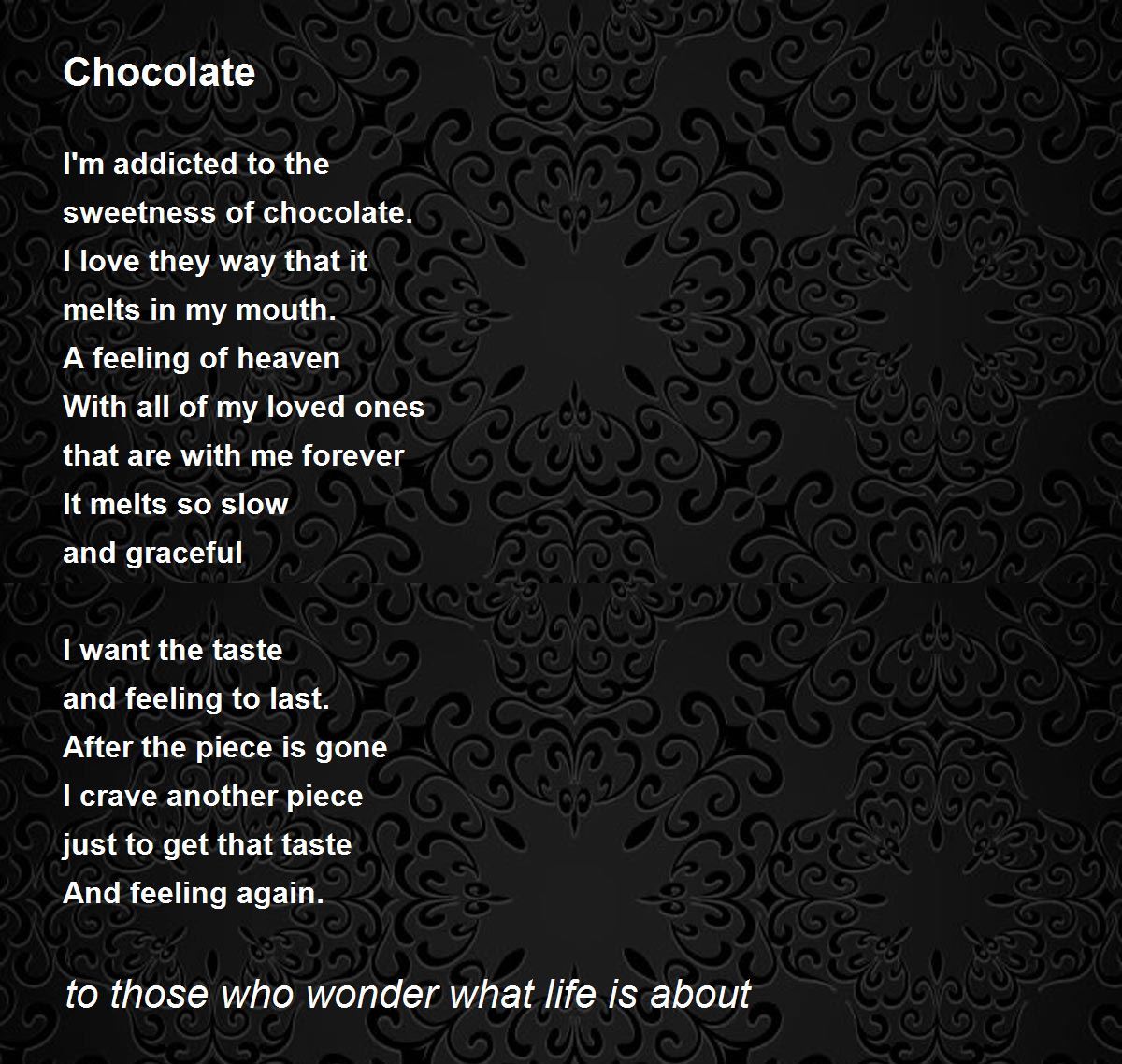 Short Chocolate Poems at Shirley Bock blog