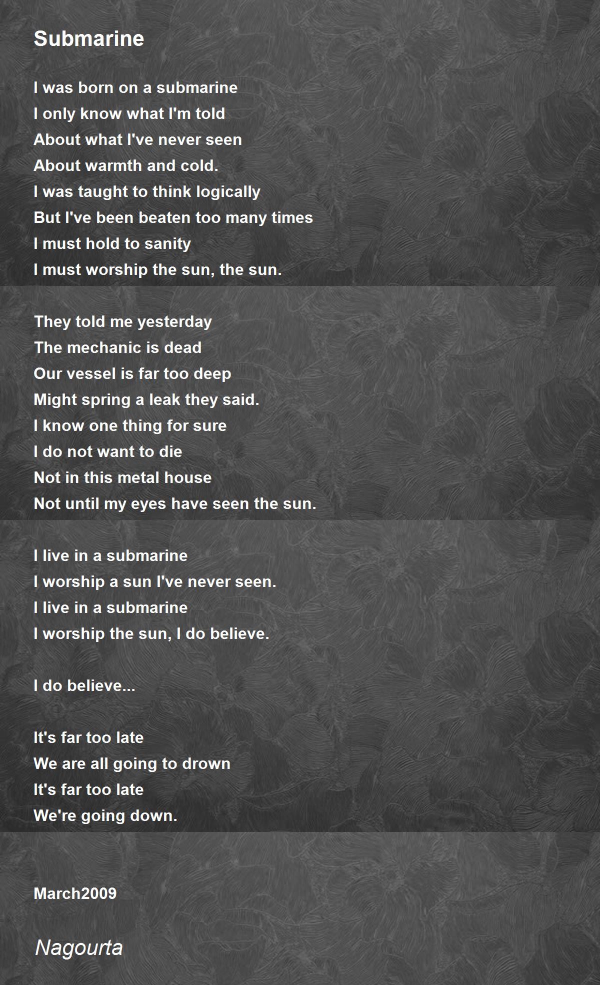 Poems About Submarines Dive Inside My Mind: Sunk | Ocean Poem, Quotes,