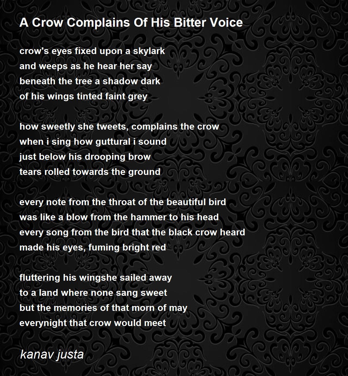 A Crow Complains Of His Bitter Voice - A Crow Complains Of His Bitter ...