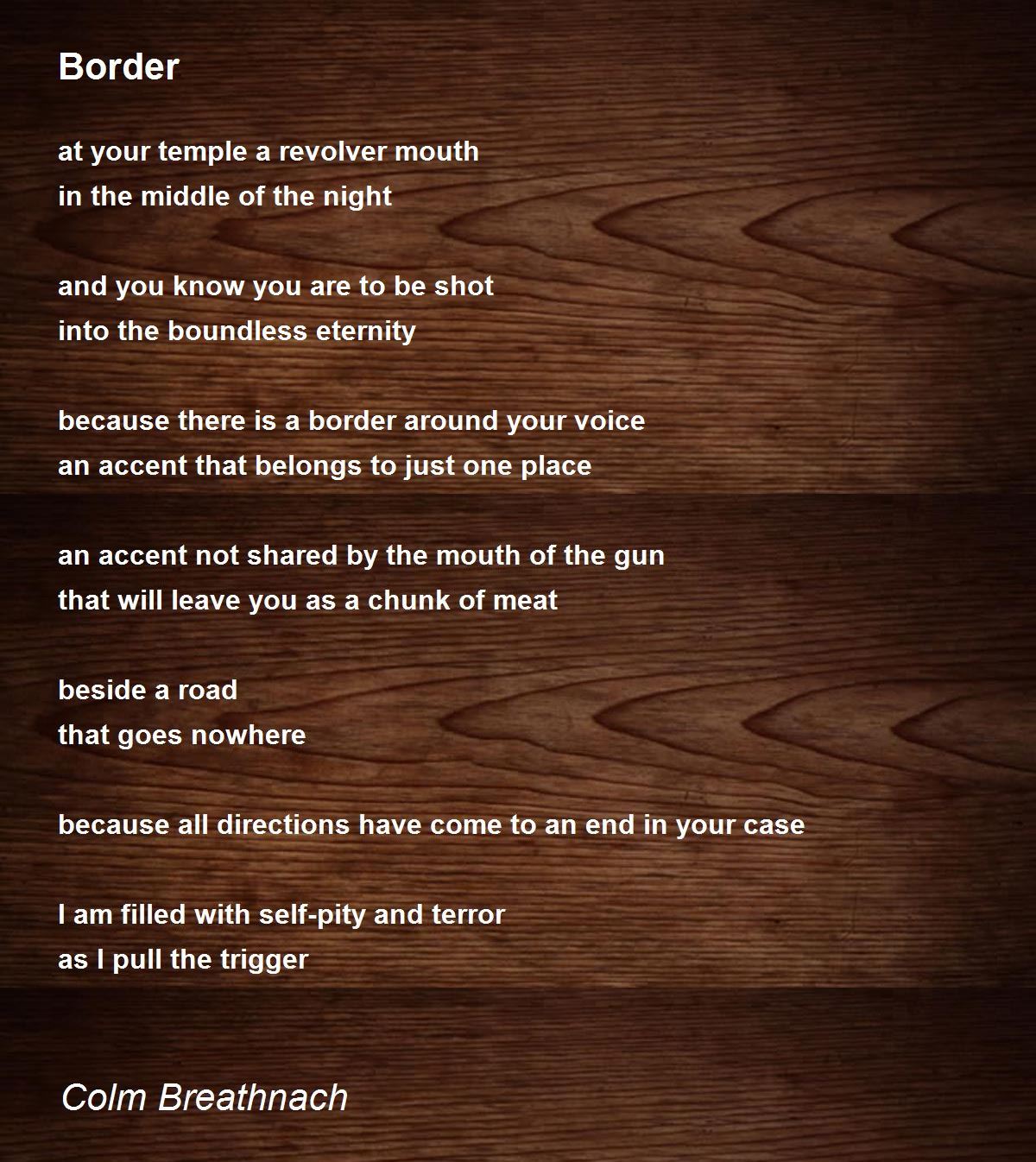 Border - Border Poem by Colm Breathnach