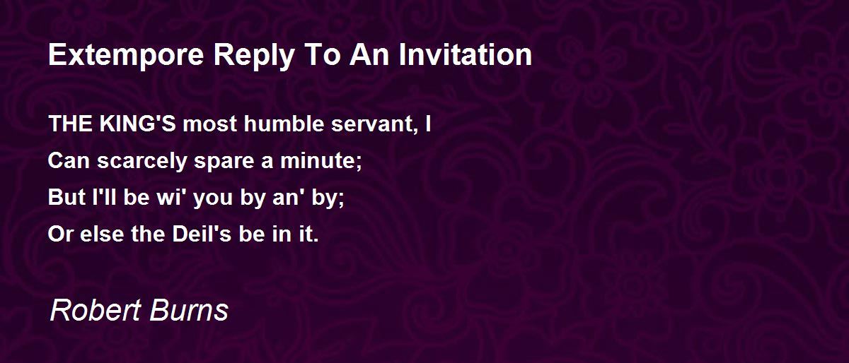 Extempore Reply To An Invitation - Extempore Reply To An Invitation ...