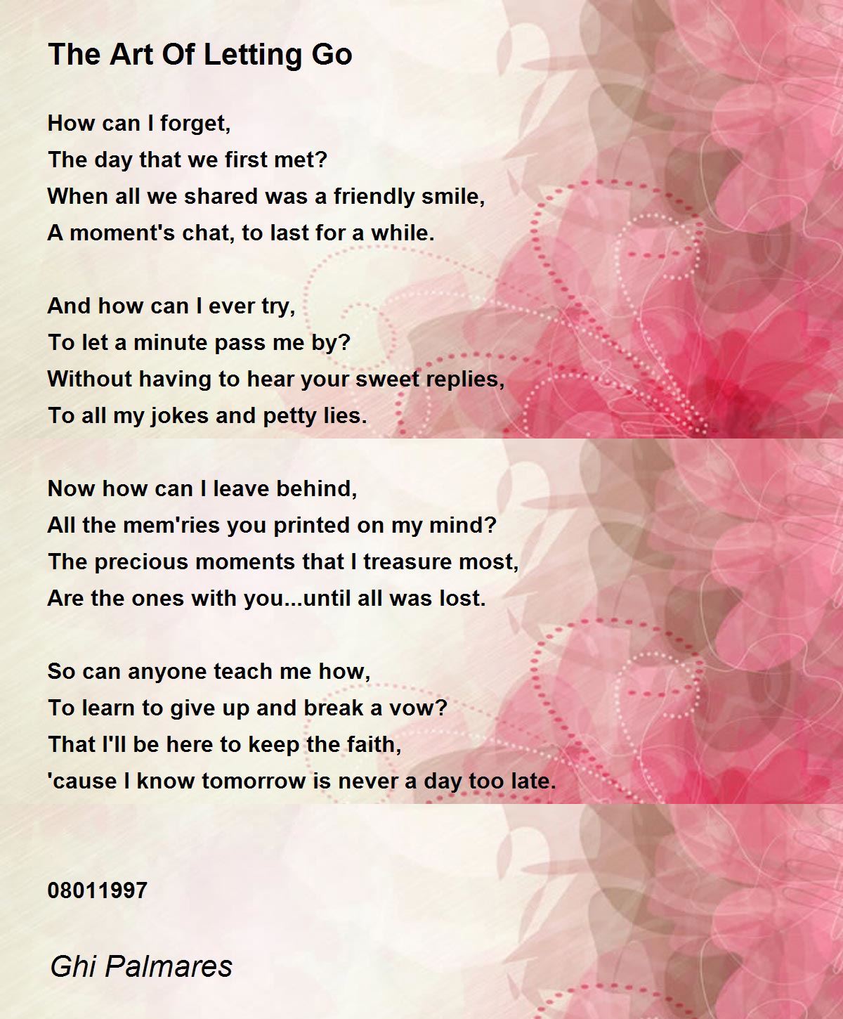 The Art Of Letting Go - The Art Of Letting Go Poem by Ghi Palmares