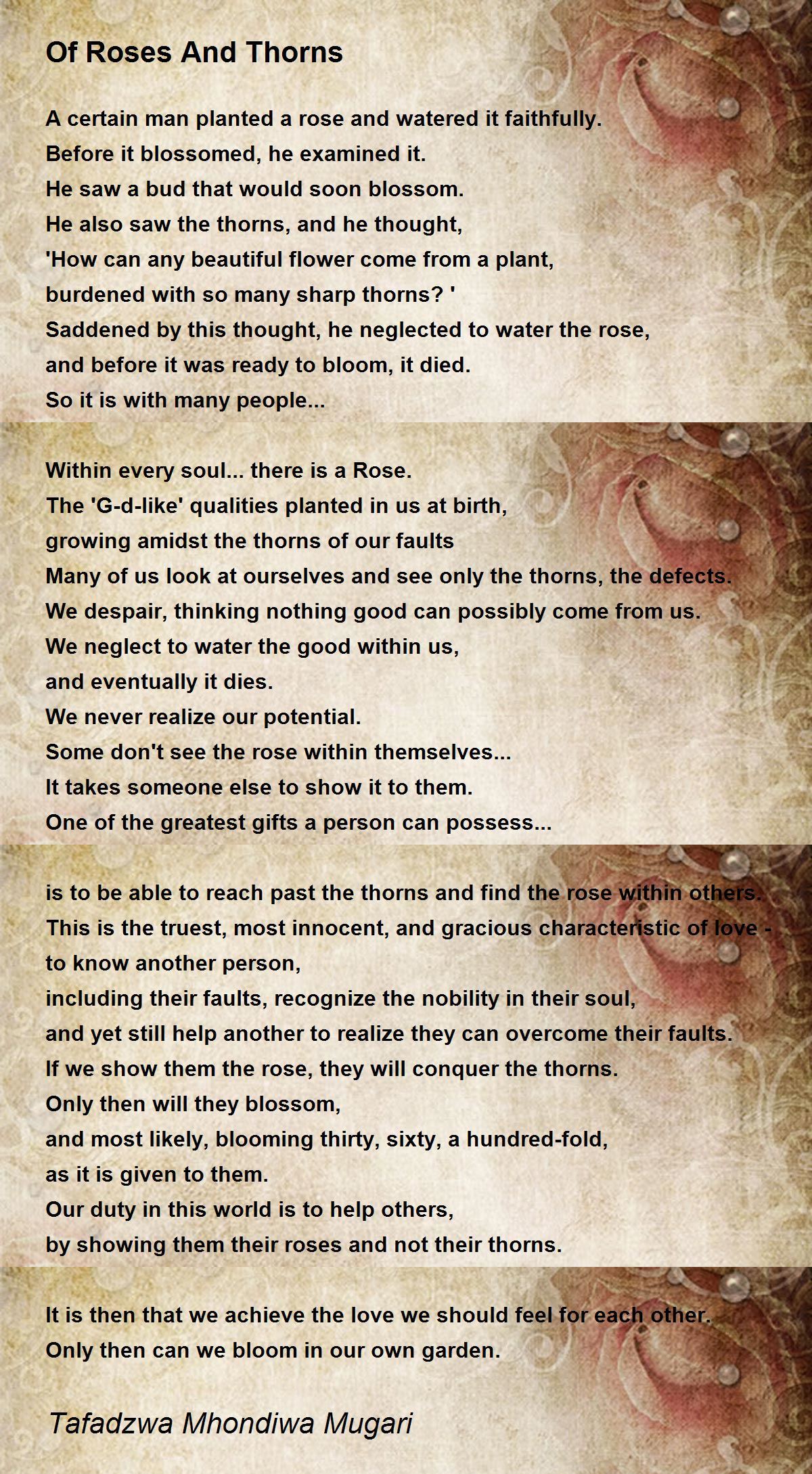 Poems About Roses And Thorns at Bruce Schmidt blog