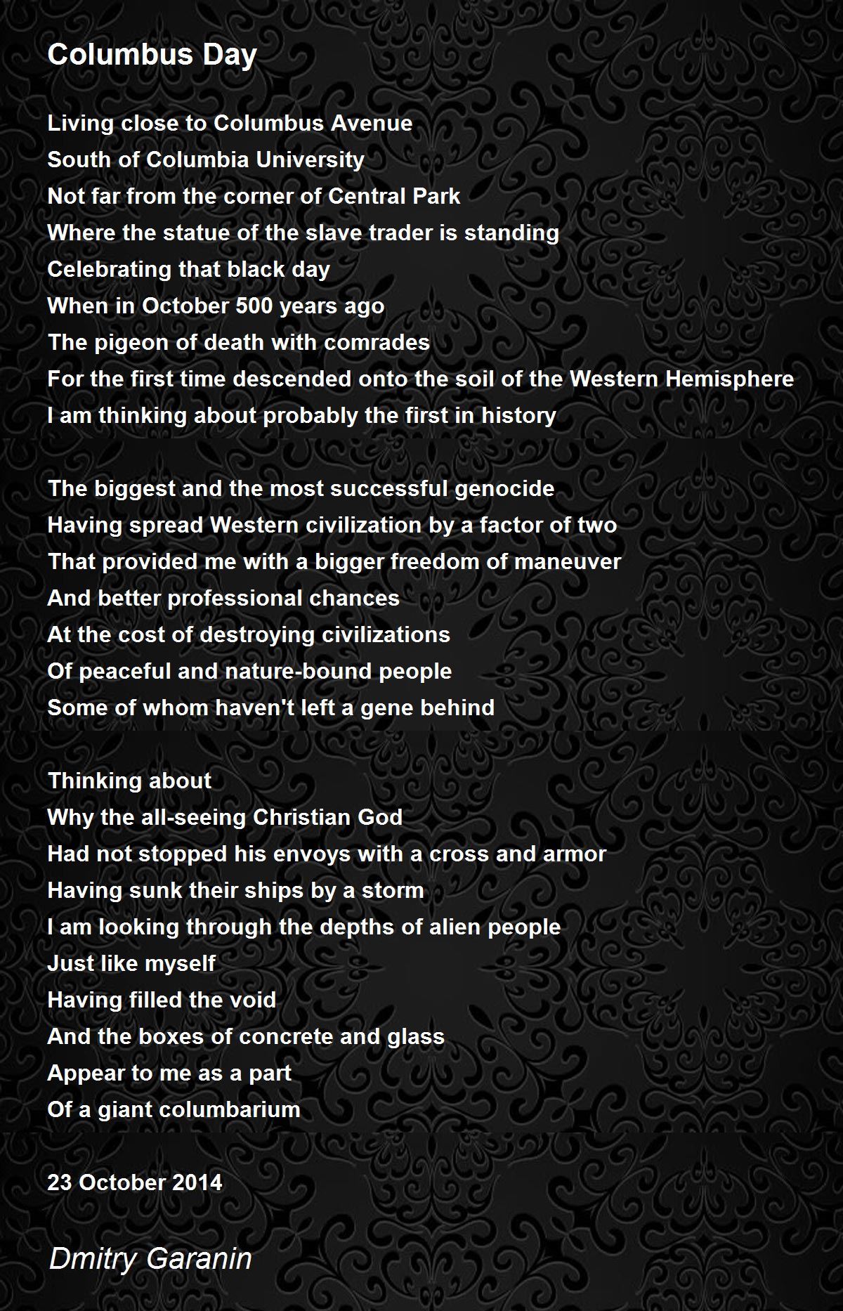 Christopher Columbus Poem