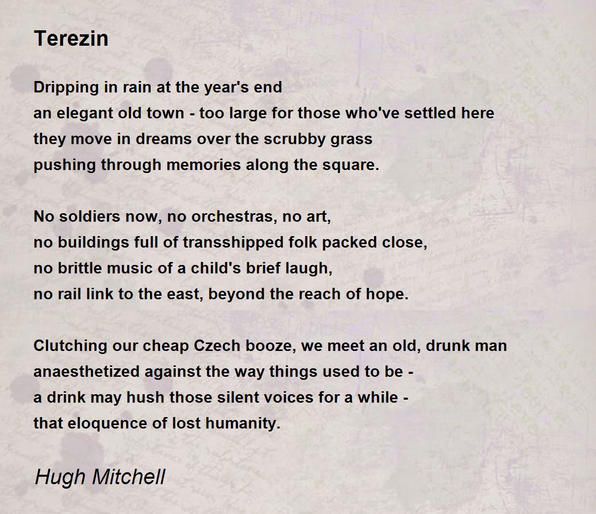 Terezin - Terezin Poem by Hugh Mitchell