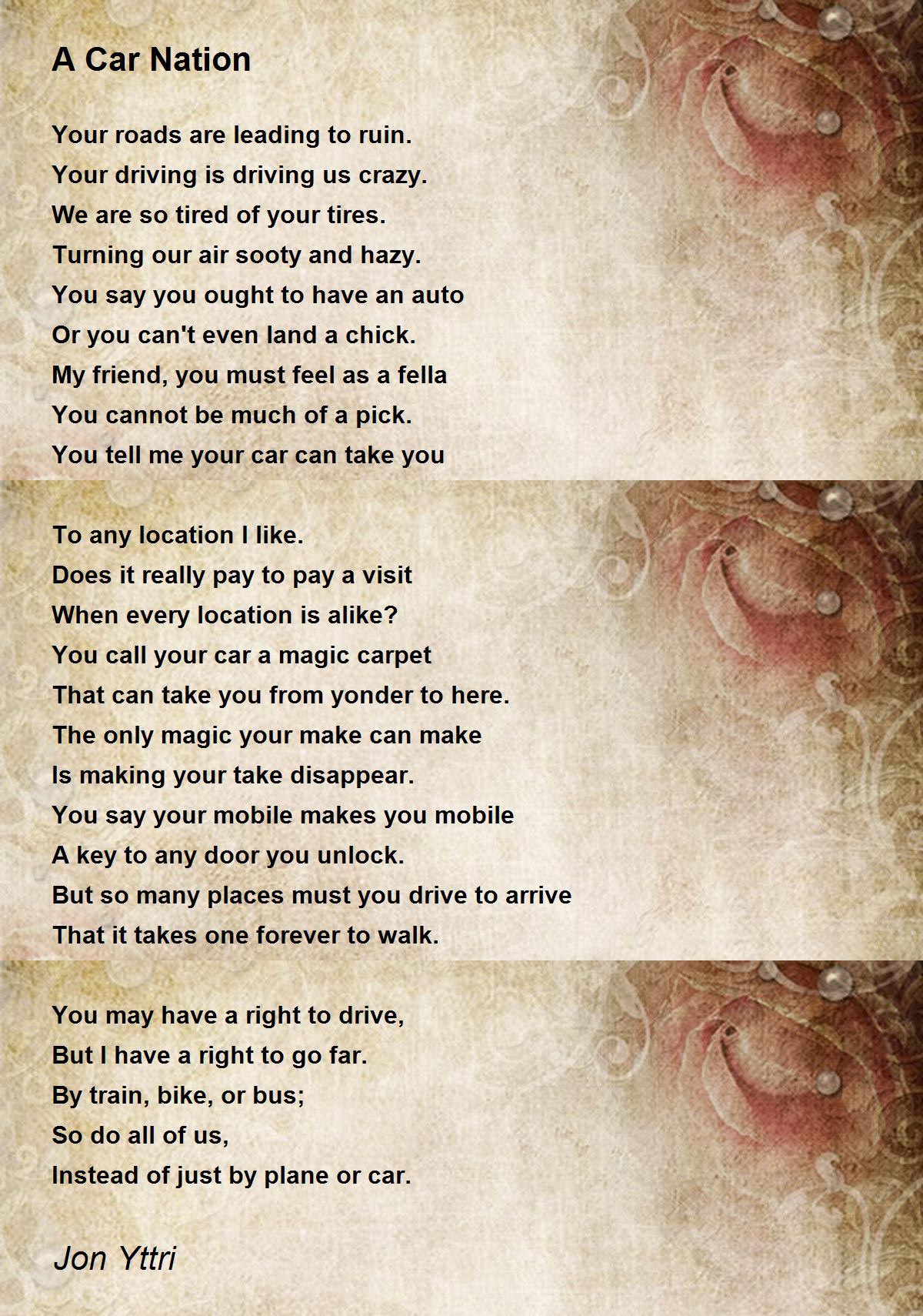 A Car Nation by Jon Yttri - A Car Nation Poem