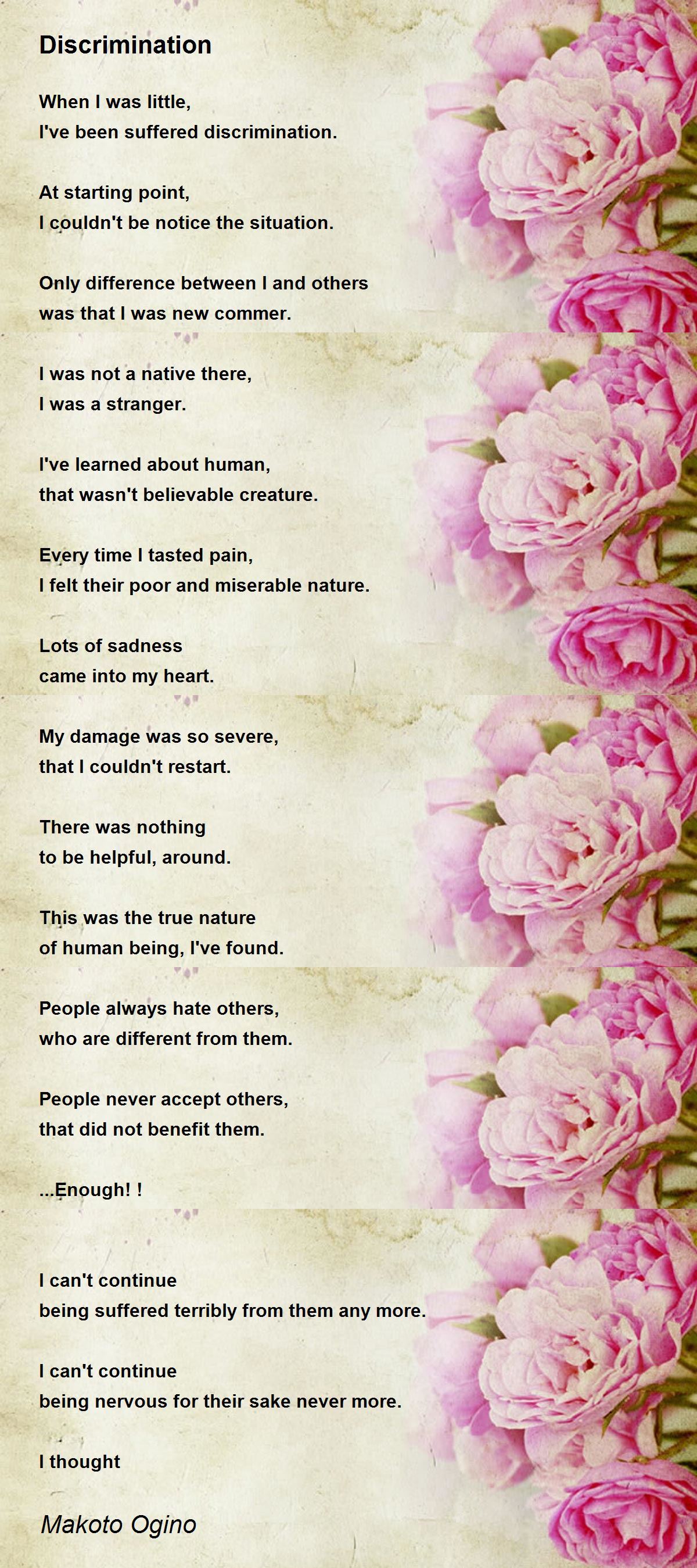 Discrimination - Discrimination Poem by Makoto Ogino