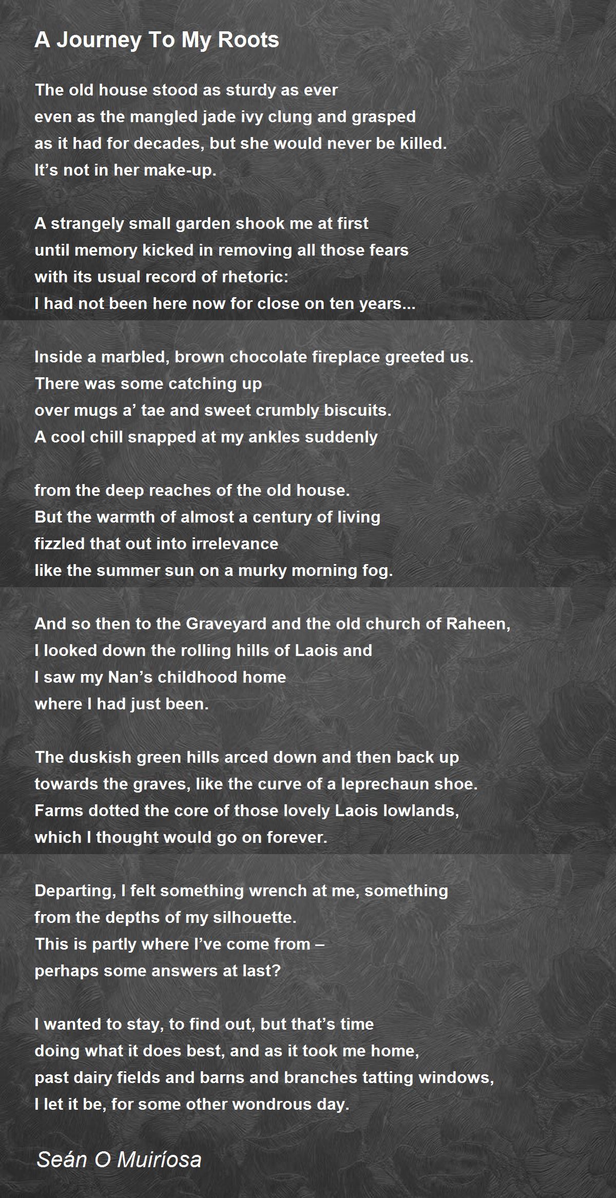 A Journey To My Roots - A Journey To My Roots Poem by Seán O Muiríosa