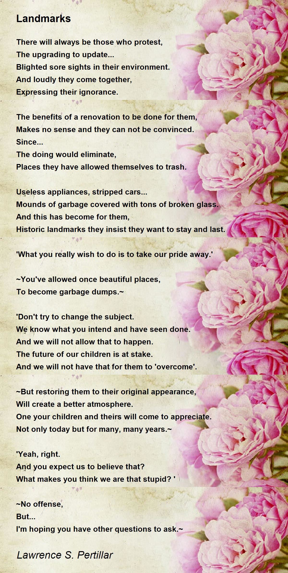 Landmarks - Landmarks Poem by Lawrence S. Pertillar