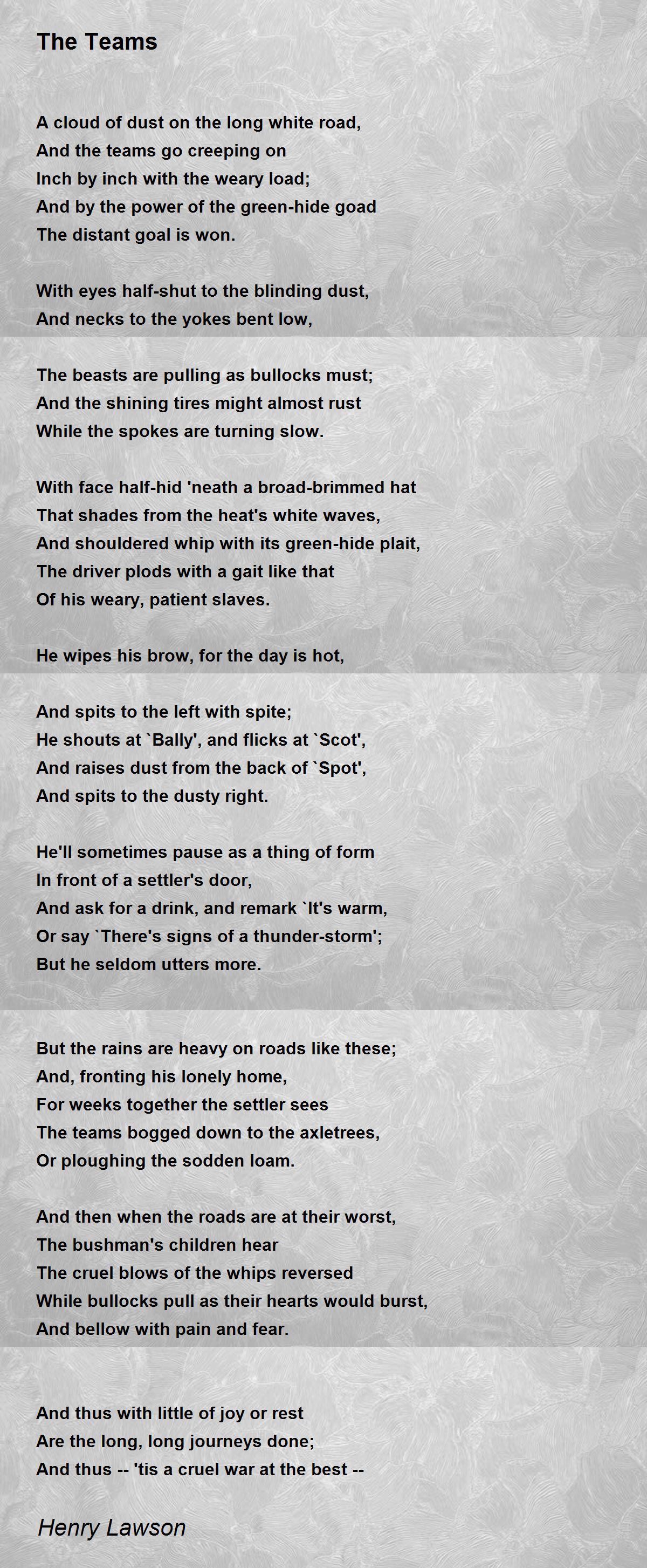 The Teams Poem by Henry Lawson - Poem Hunter