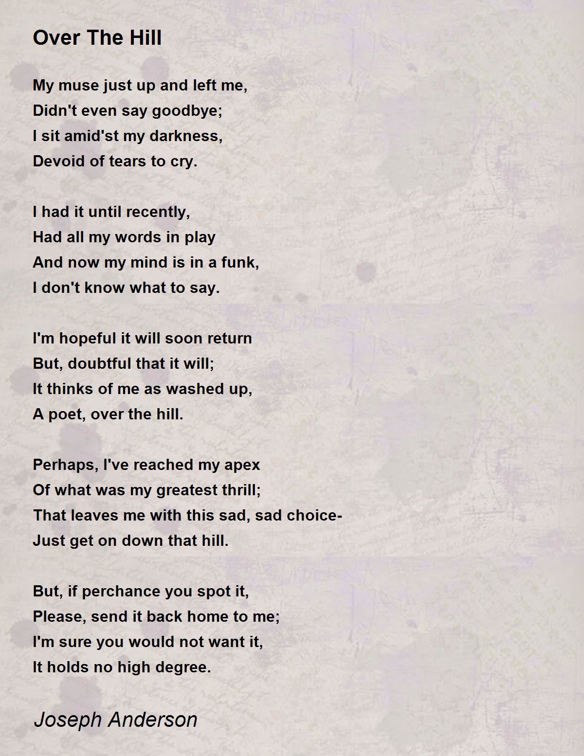 Over The Hill Poem by Joseph Anderson - Poem Hunter