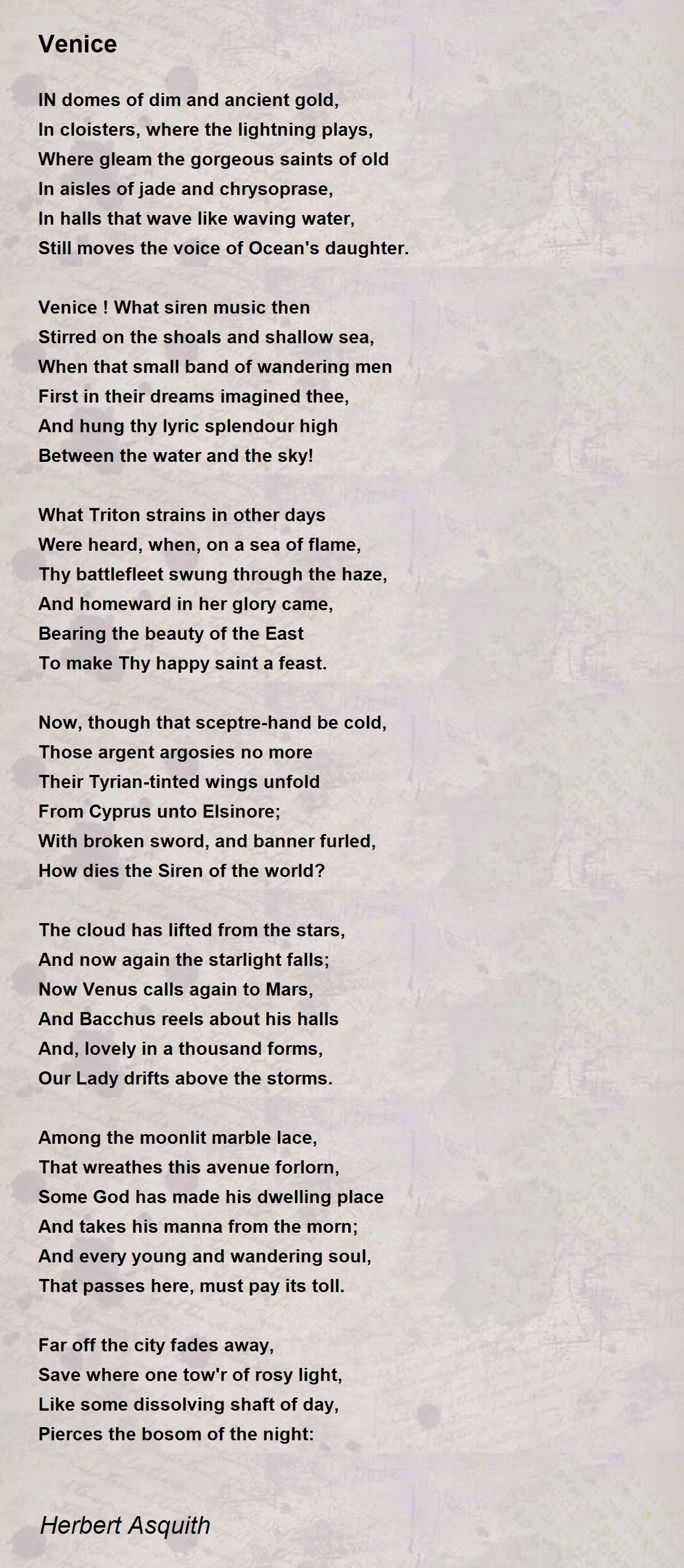 Venice Twilight Analysis Of Poems