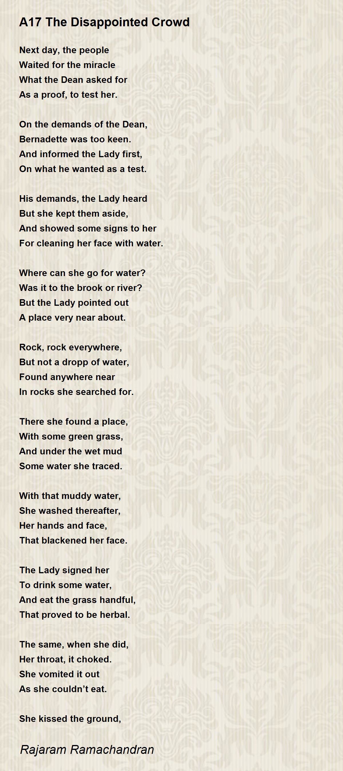 A17 The Disappointed Crowd - A17 The Disappointed Crowd Poem by Rajaram ...